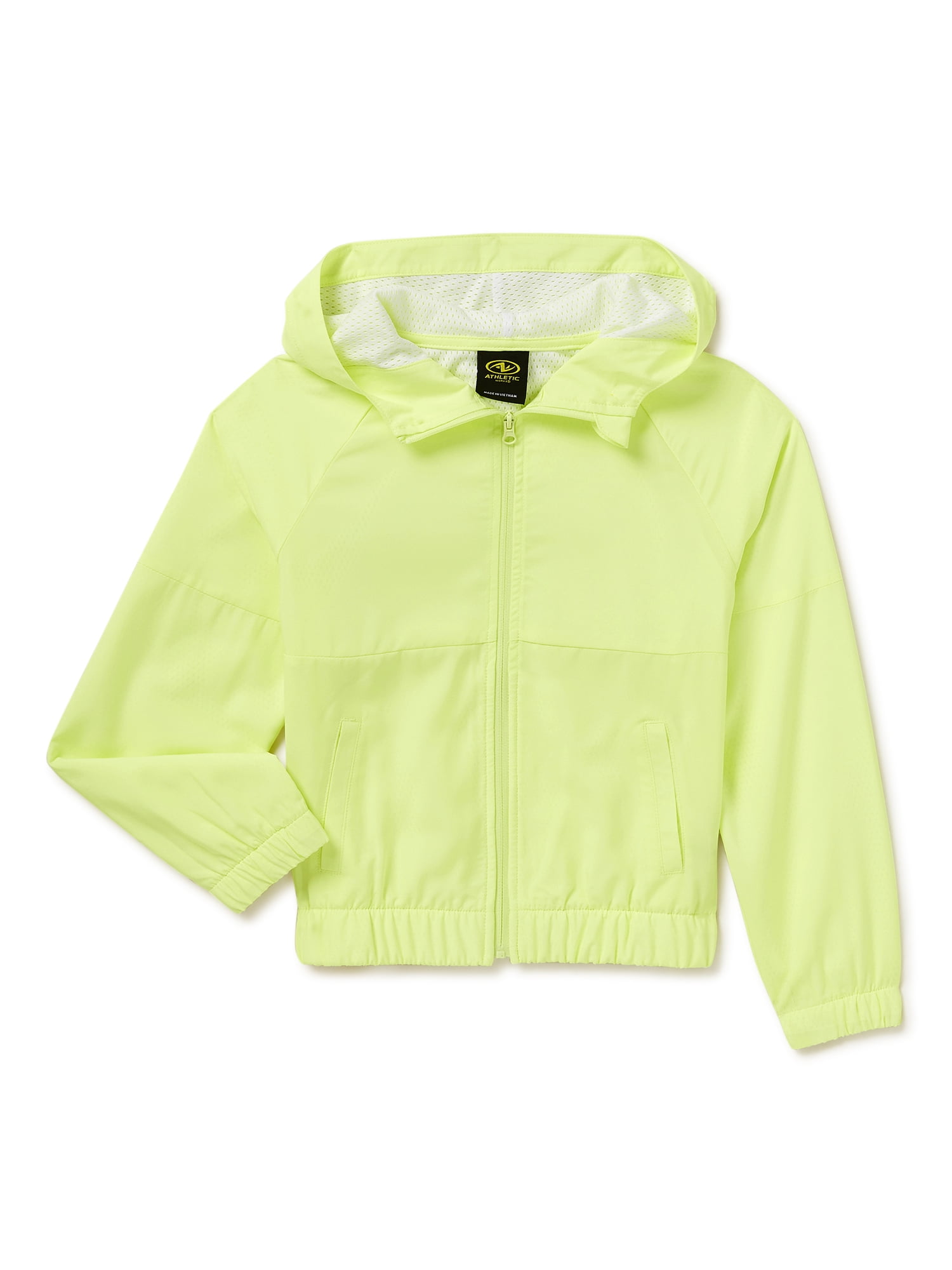 Athletic Works Girls' Windbreaker with Hood, Sizes 4-18 & Plus ...