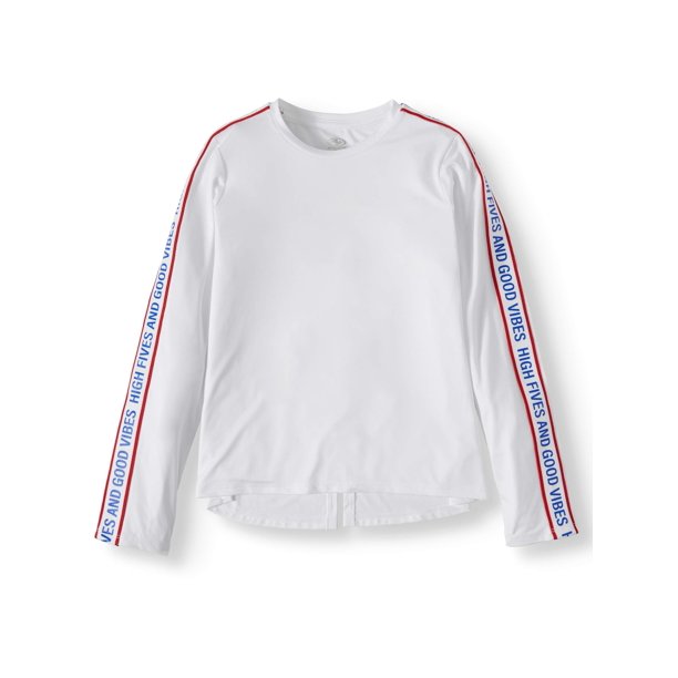 Athletic Works Long Sleeve Side Taped Active T-Shirt (Little Girls, Big ...