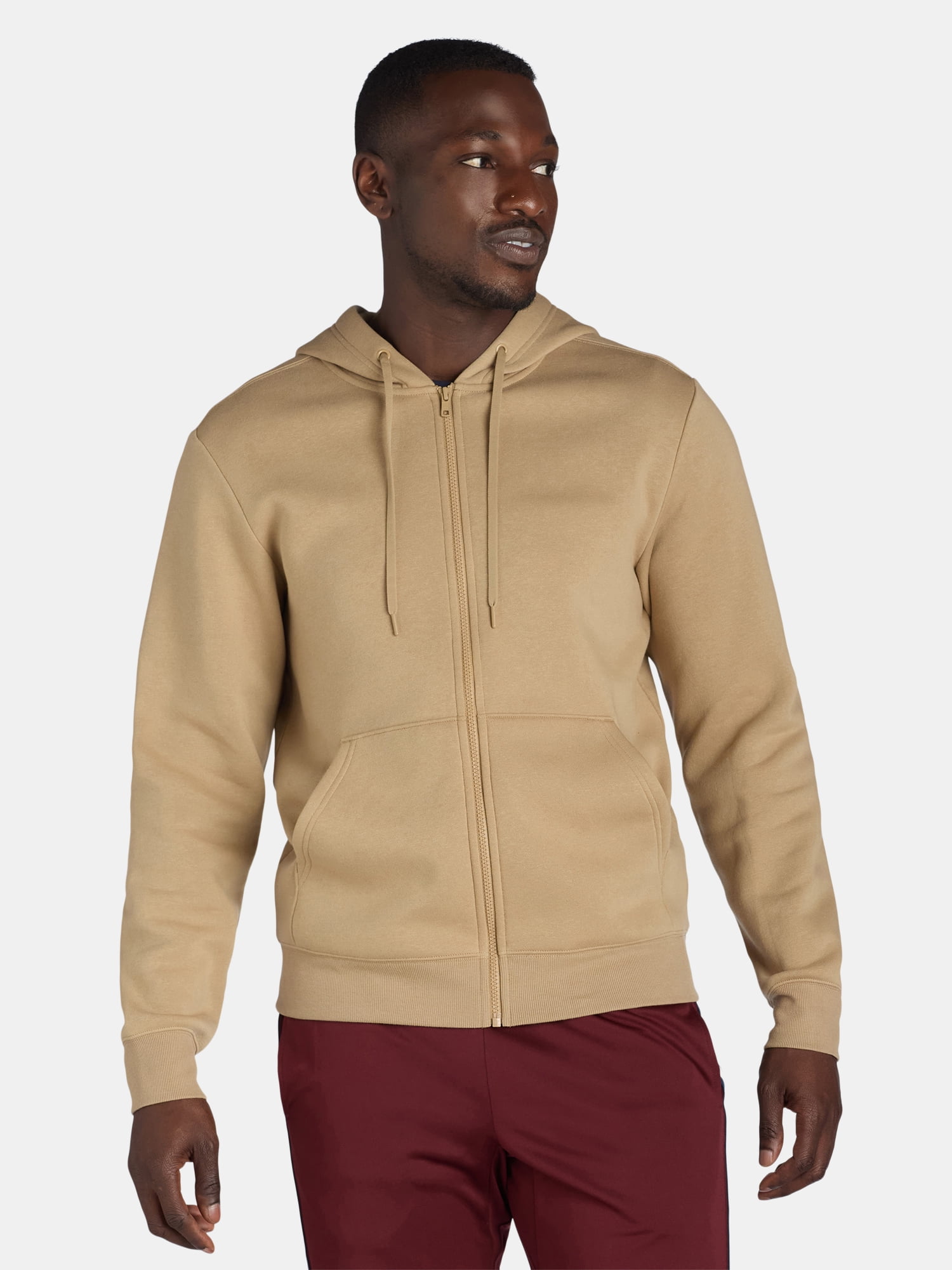 Athletic Works Mens Fleece Zip Hoodie Xs 4xlt Cotton Blend Relaxed Fit Machine Washable