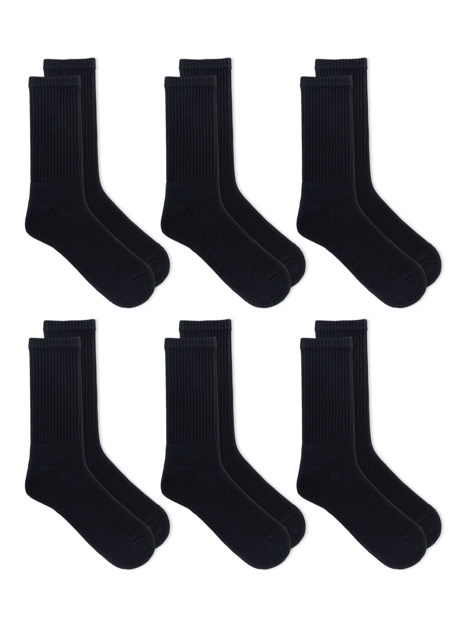 Athletic Works Men's Crew Socks, 6-Pack - Walmart Business Supplies