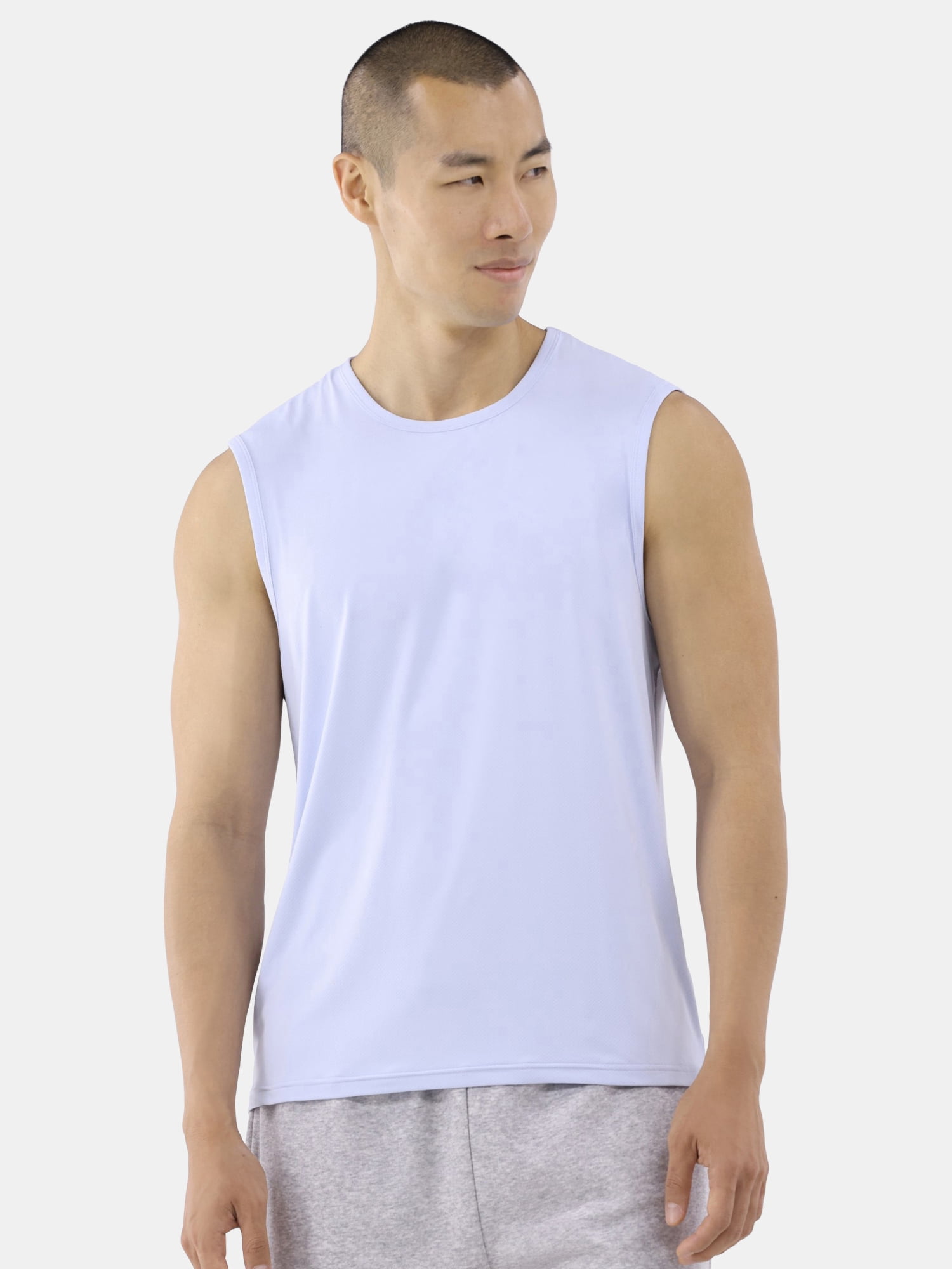 Athletic Works Men's Jacquard Muscle Tee, Sleeveless, Wicking Moisture ...
