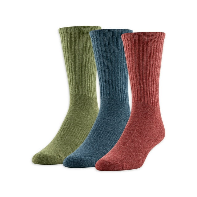 Athletic Works Men's P3 Garment Dyed Crew Socks, 3-Pack, Sizes 6-12 ...