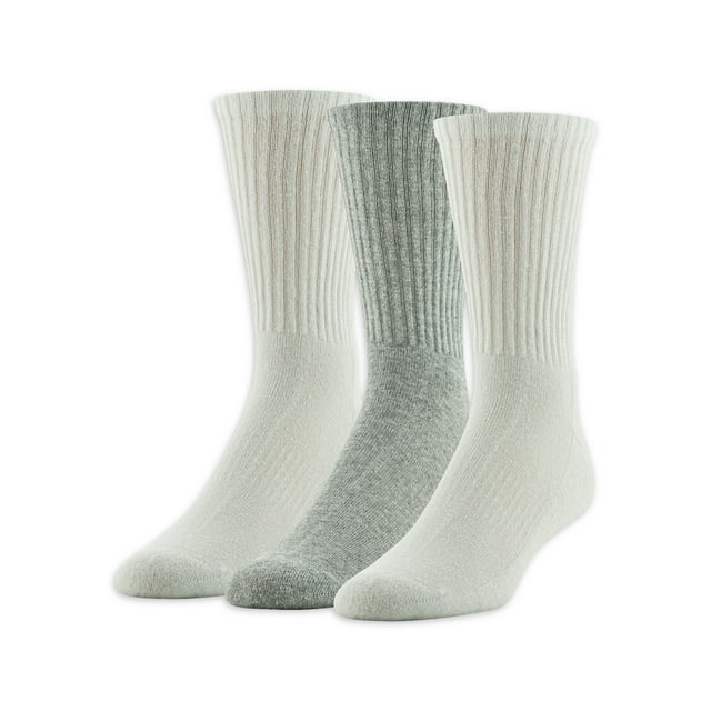 Athletic Works Men's P3 Garment Dyed Crew Socks, 3-Pack, Sizes 6-12 ...