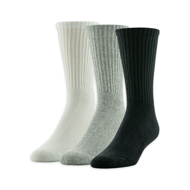 Athletic Works Men's P3 Garment Dyed Crew Socks, 3-Pack, Sizes 6-12 ...