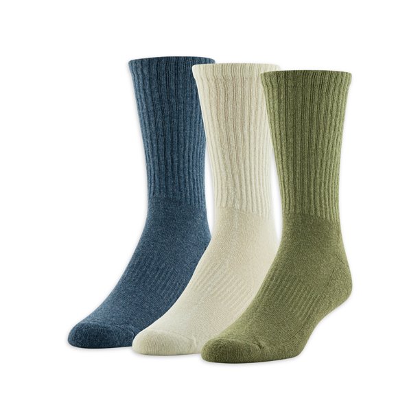 Athletic Works Men's P3 Garment Dyed Crew Socks, 3-Pack, Sizes 6-12 ...