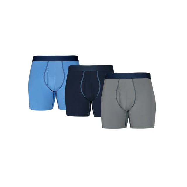 Athletic Works Men's Performance Stretch Nylon Boxer Briefs, 3 Pack ...