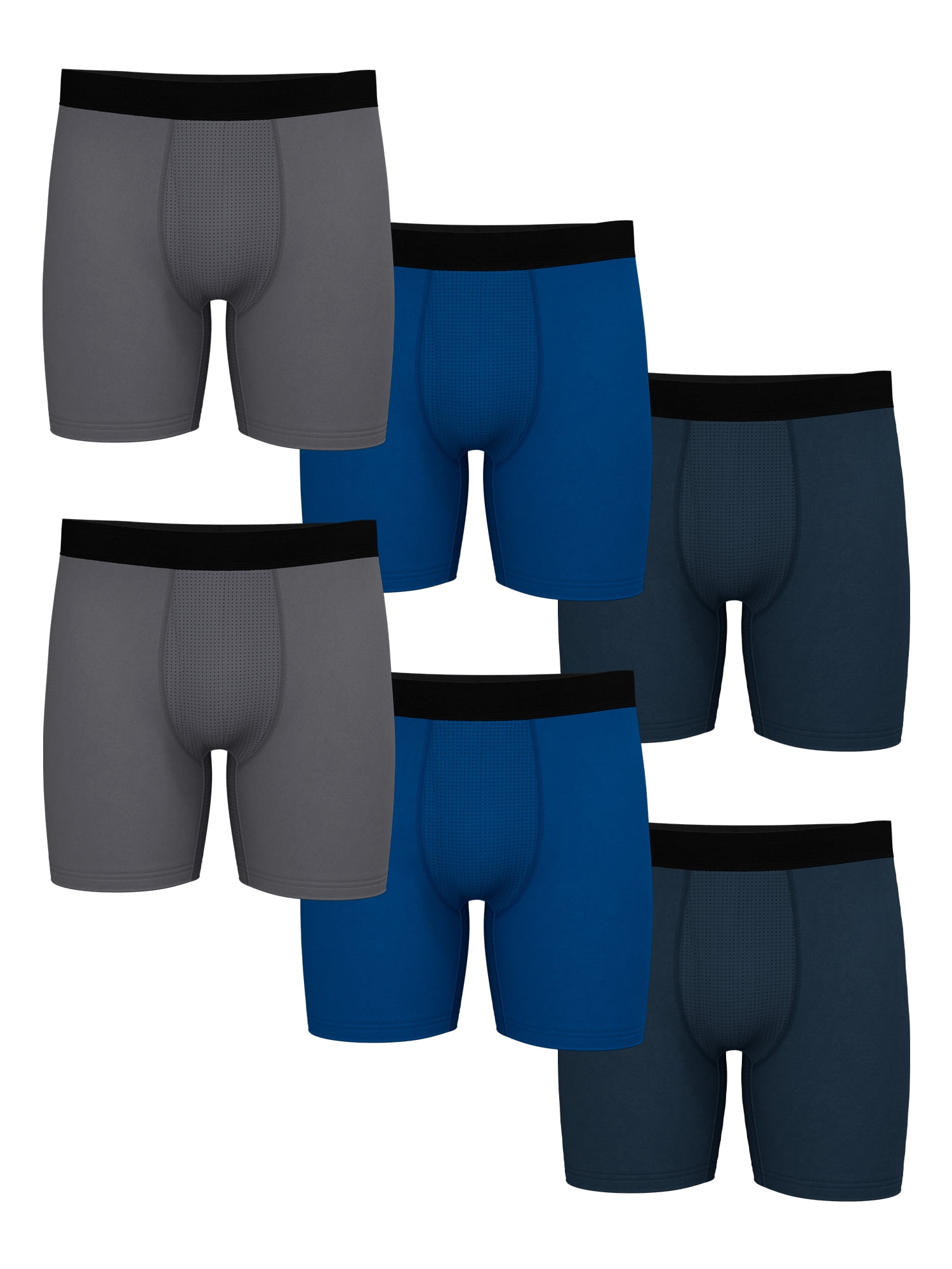 Athletic Works Men's Pro Form Boxer Briefs 6 Pack Moisture Wicking ...