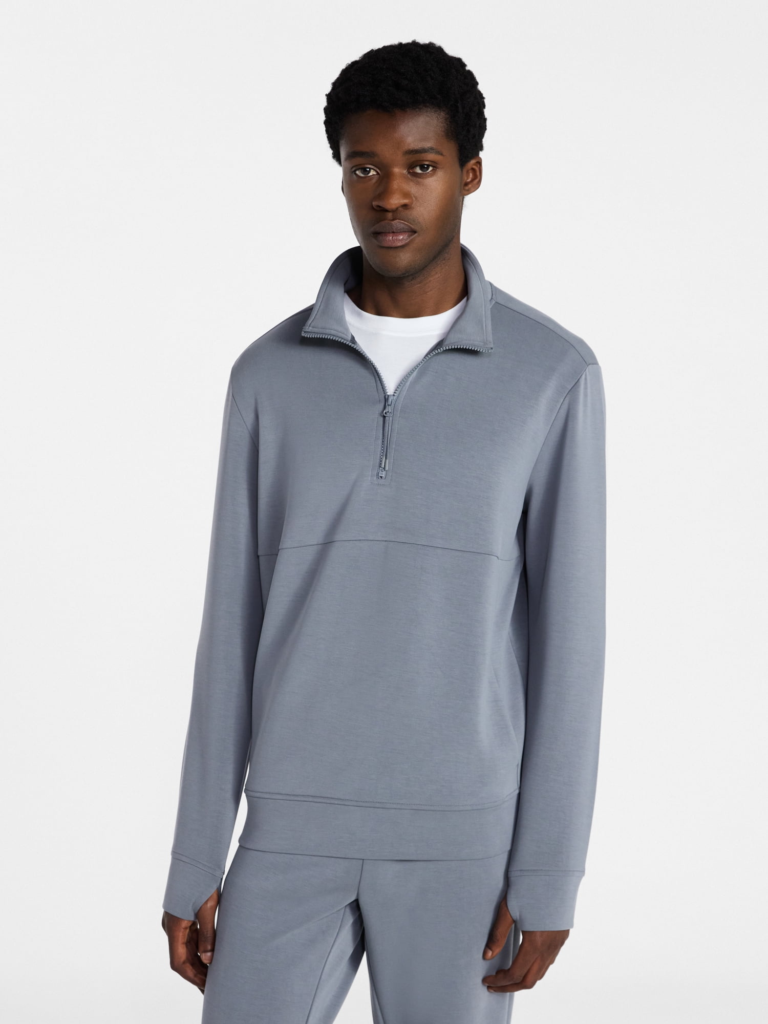 Athletic Works Men's Scuba Knit Quarter Zip Sweatshirt, Sizes S-3XL ...