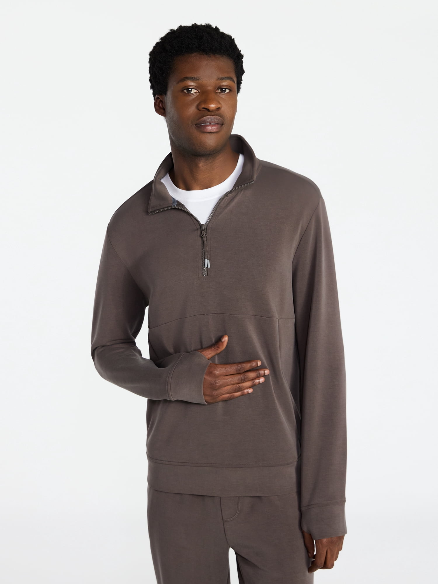 Athletic Works Men's Scuba Knit Quarter Zip Sweatshirt, Sizes S-3XL ...