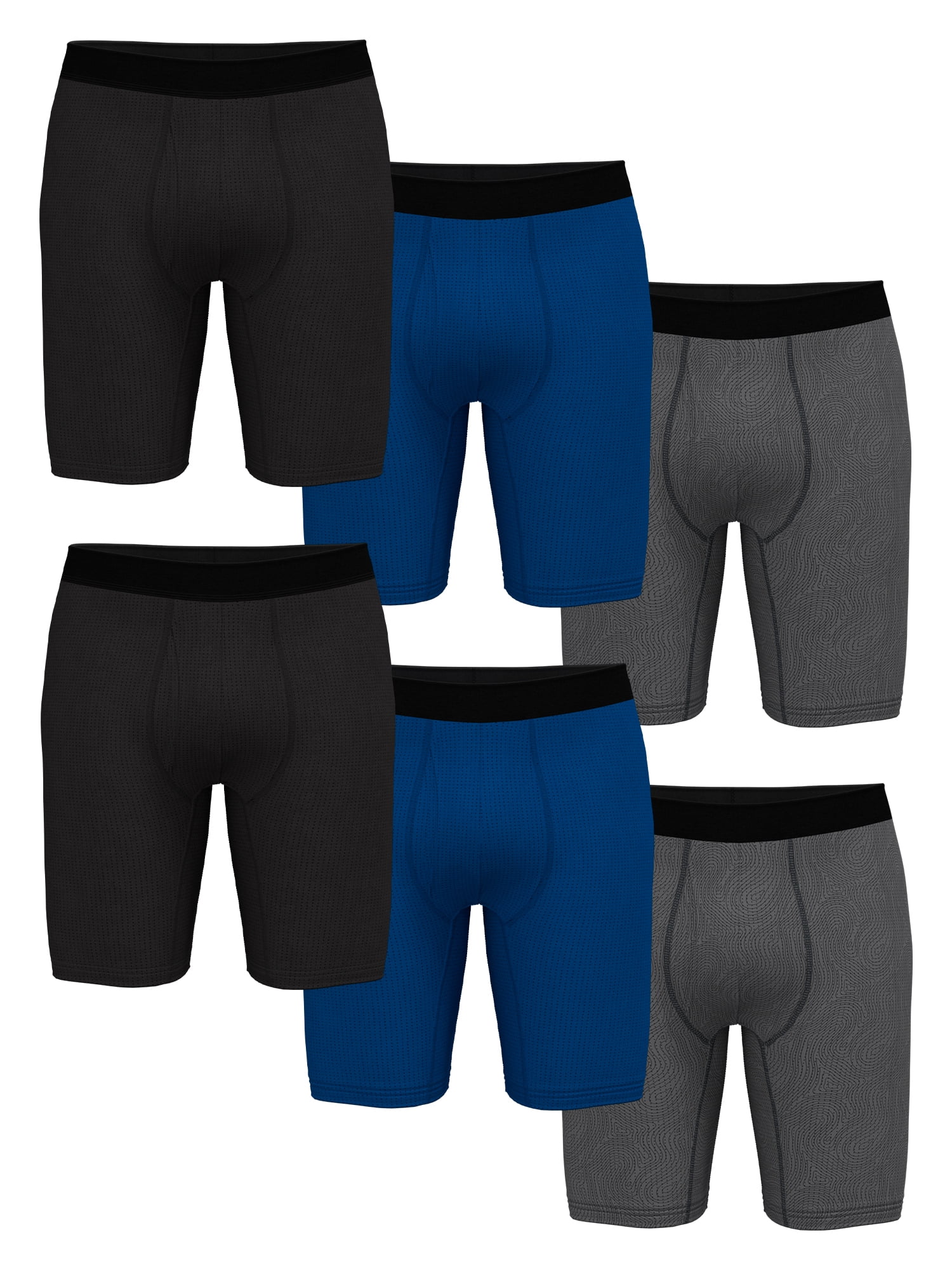 Athletic Works Men's Ultra Lite Mesh Long Leg Boxer Brief Set, Boxer Briefs Underwear for Men, L ...