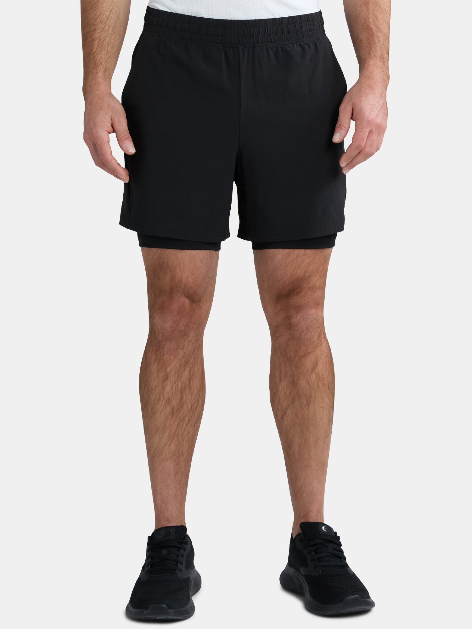 Athletic Works Men's and Big Men's 2 in 1 Shorts, 6" Inseam, Sizes S ...