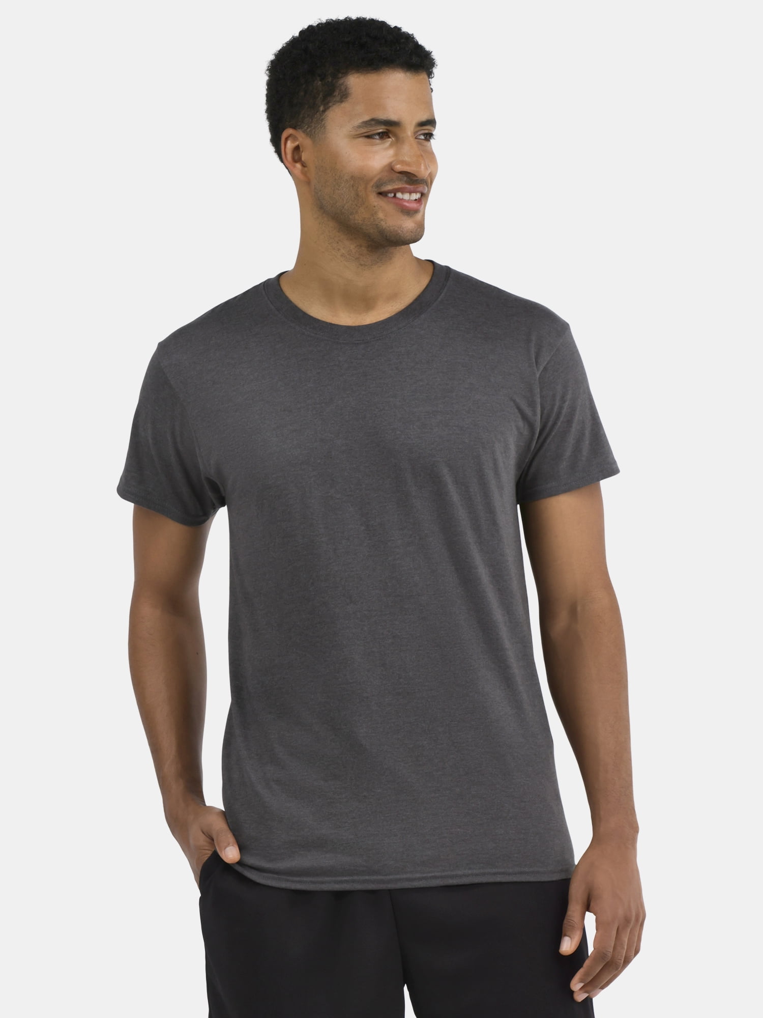 Athletic Works Men's Cotton Active Tee Short Sleeve Crewneck Moisture ...