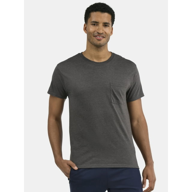 Athletic Works Men's and Big Men's Cotton Pocket Tee, 4-Pack, Sizes XS ...