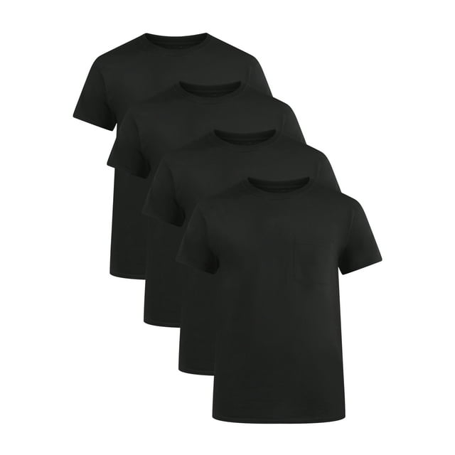 Athletic Works Men's and Big Men's Cotton Pocket Tee, 4-Pack, Sizes XS ...