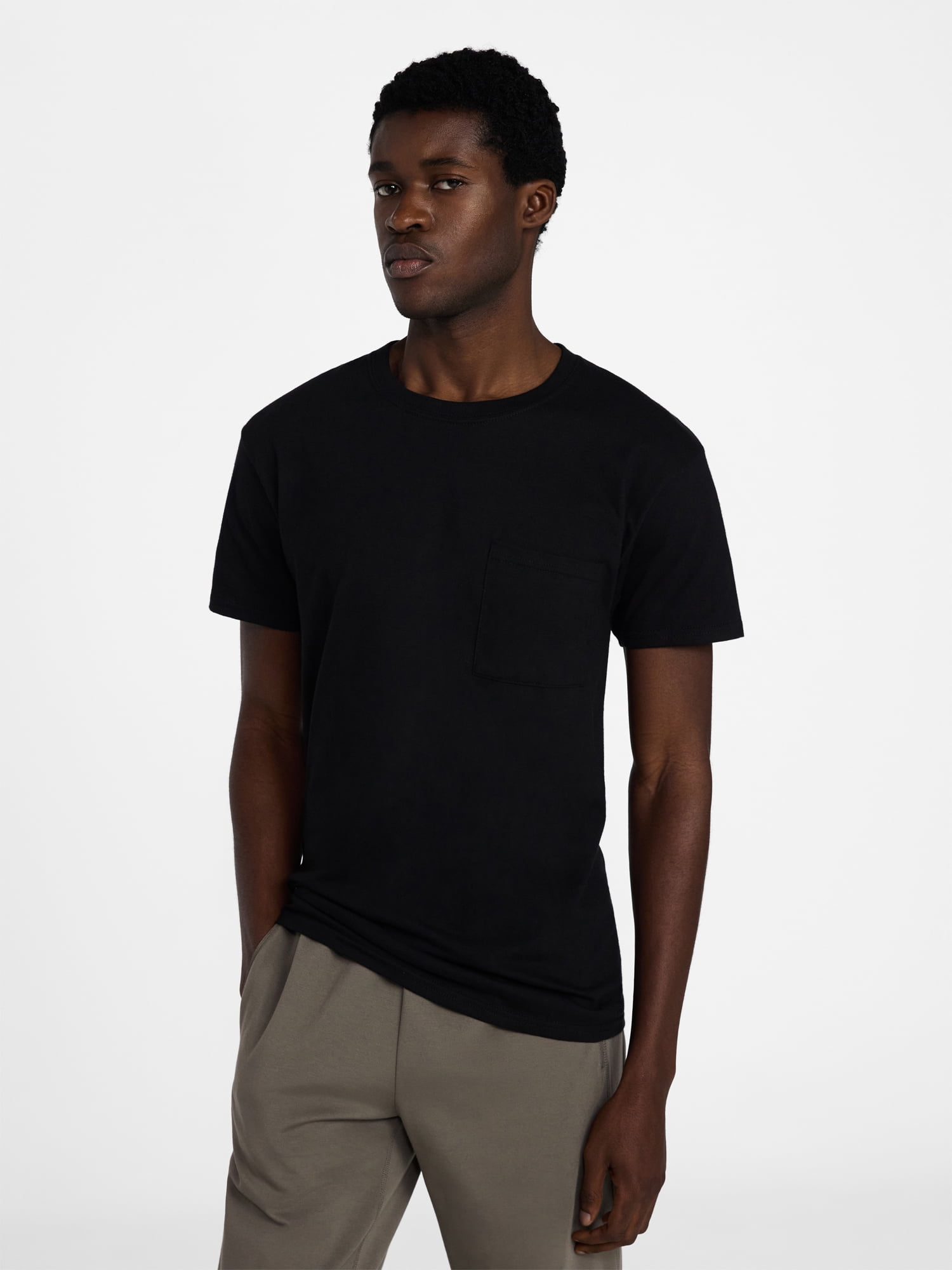 Athletic Works Men's and Big Men's Cotton Pocket Tee, Sizes XS-5XL and ...