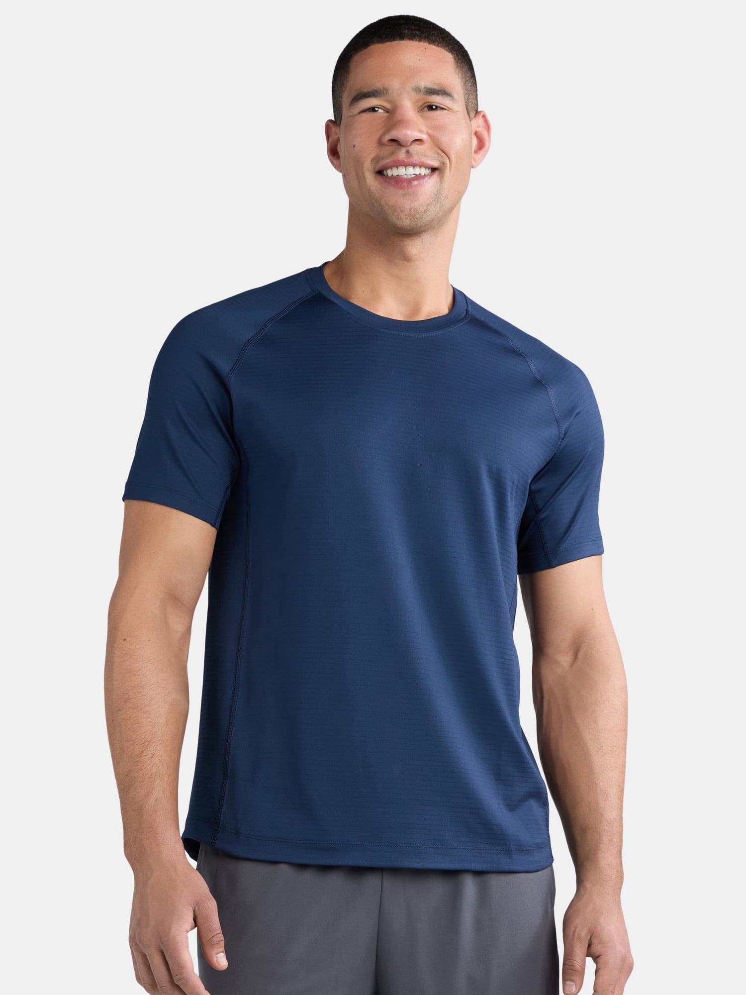 Athletic Works Men's Mesh Striped Tee with Short Sleeves, Size S-3XL ...