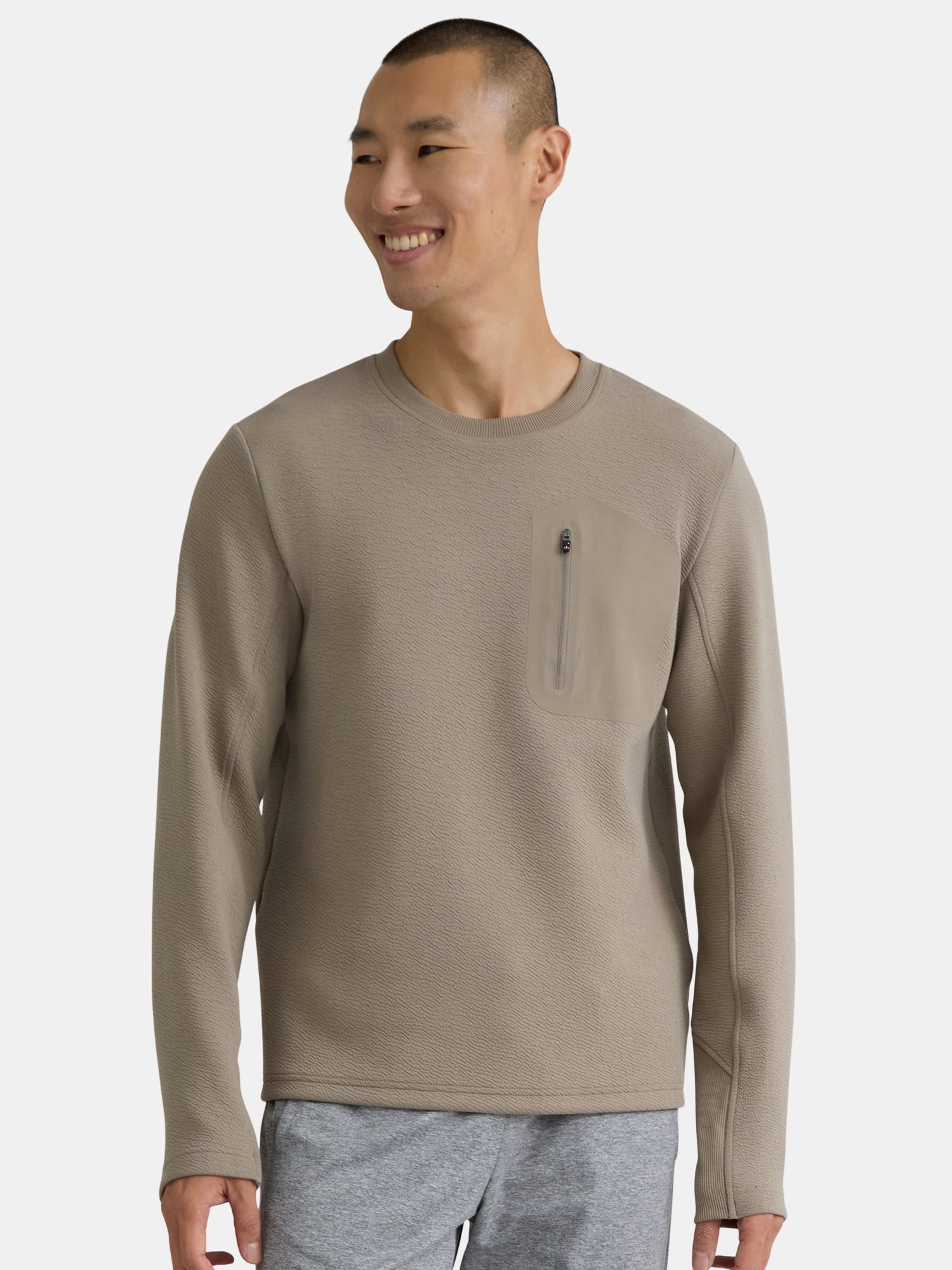 Athletic Works Men's and Big Men’s Textured Sweatshirt with Zipper ...