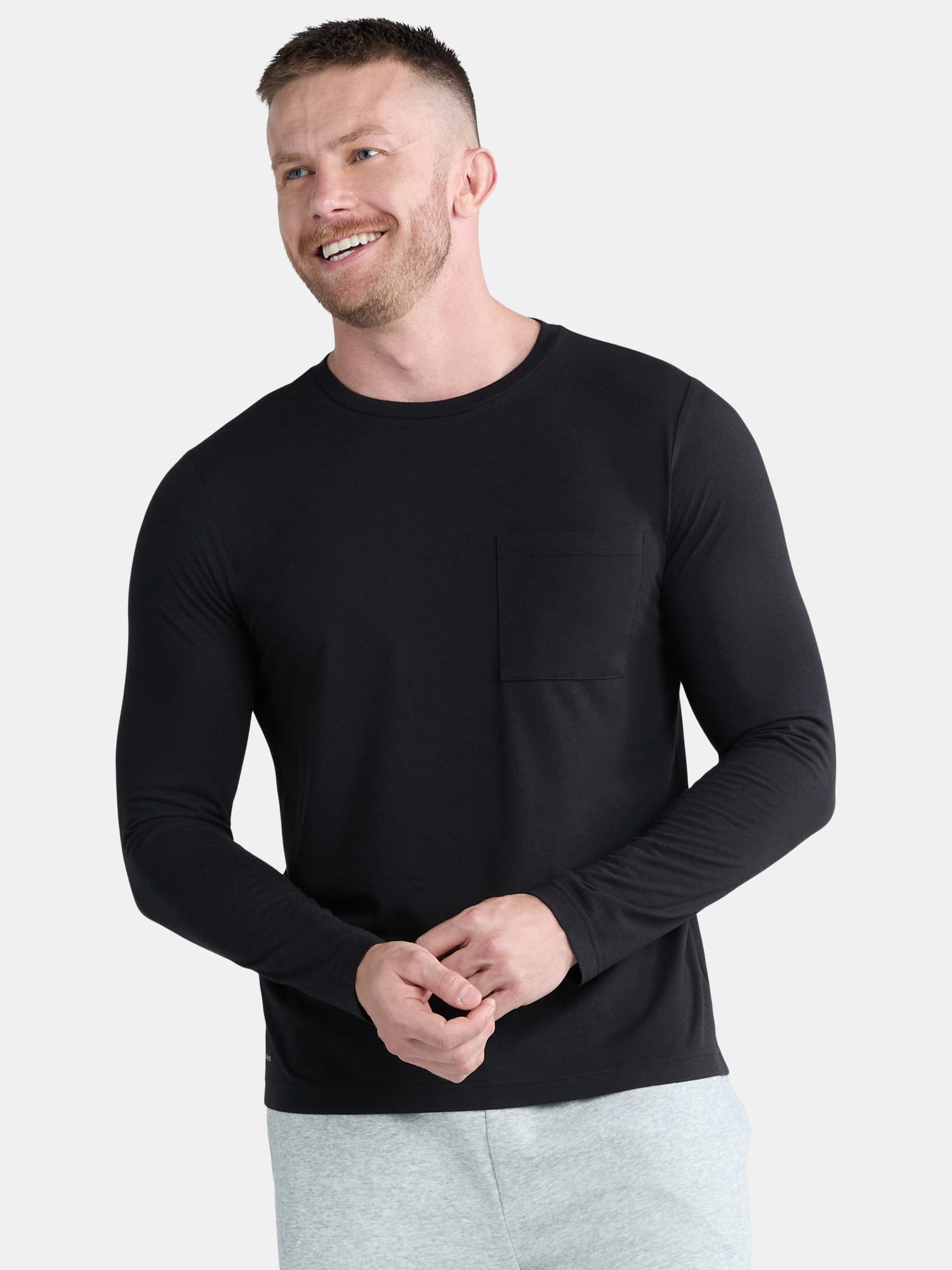 Athletic Works Men's and Big Men's Tri Blend Long Sleeve Pocket Tee ...