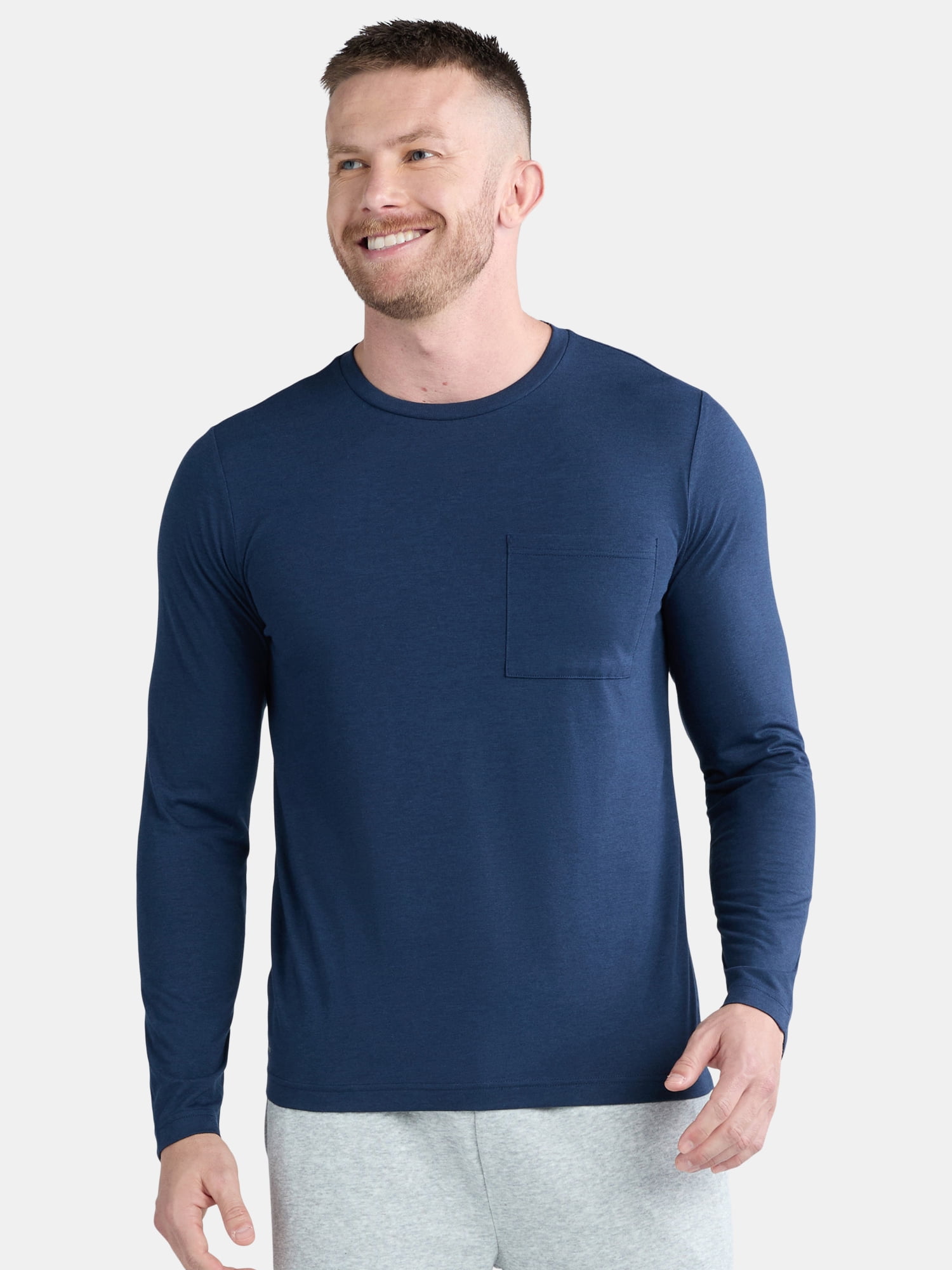 Athletic Works Men's Tri-Blend Long-Sleeve Pocket Tee, Sizes XS-5XL ...