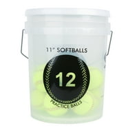 Athletic Works Set of 12 Softballs in 5-Gallon Bucket, 11-inch, Yellow ...