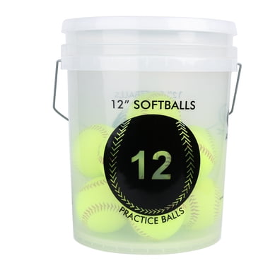 Athletic Works Set of 12 Softballs in 5-Gallon Bucket, 11-inch, Yellow ...