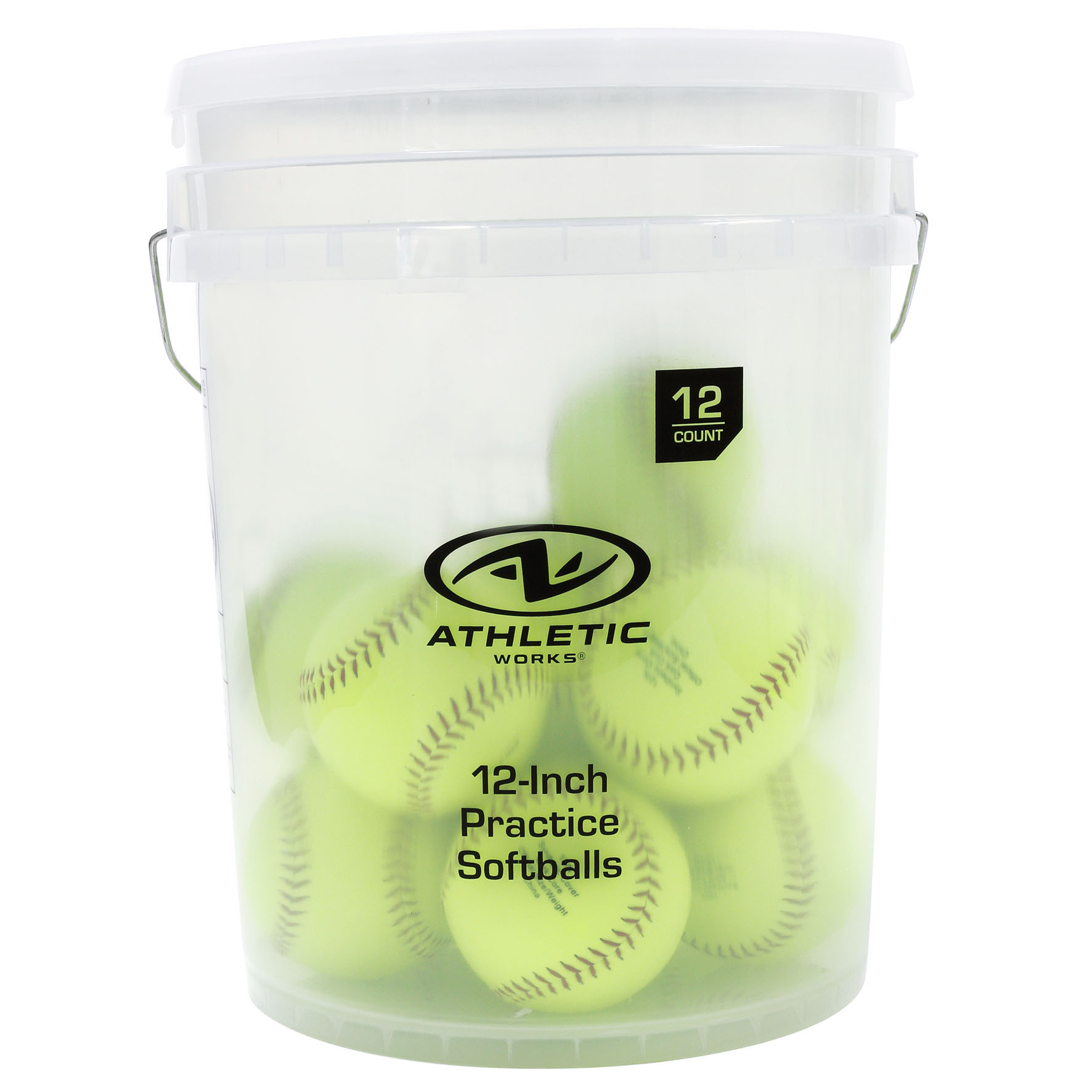 Athletic Works Set of 12 Softballs in 5-Gallon Bucket, 11-inch, Yellow ...