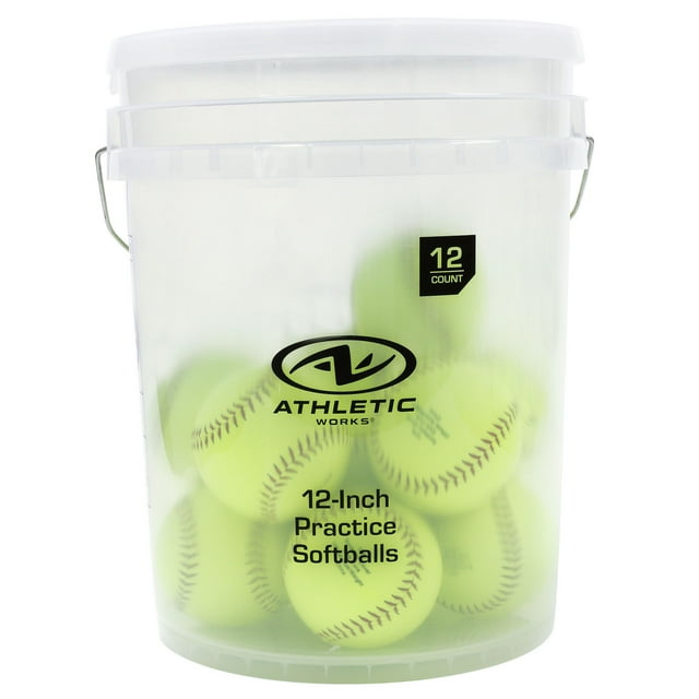 Athletic Works Set of 12 Softballs in Bucket, 12 inch, Yellow - Walmart.com