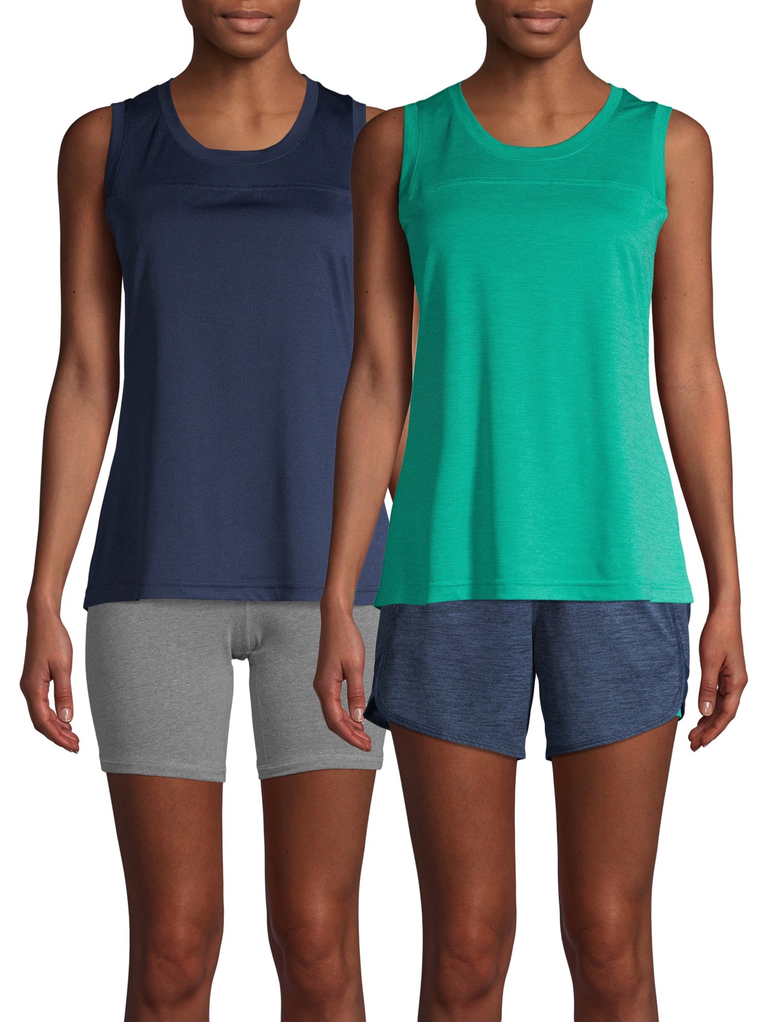 Athletic Works Women's Athleisure Heathered Yoke Tank (2-Pack ...