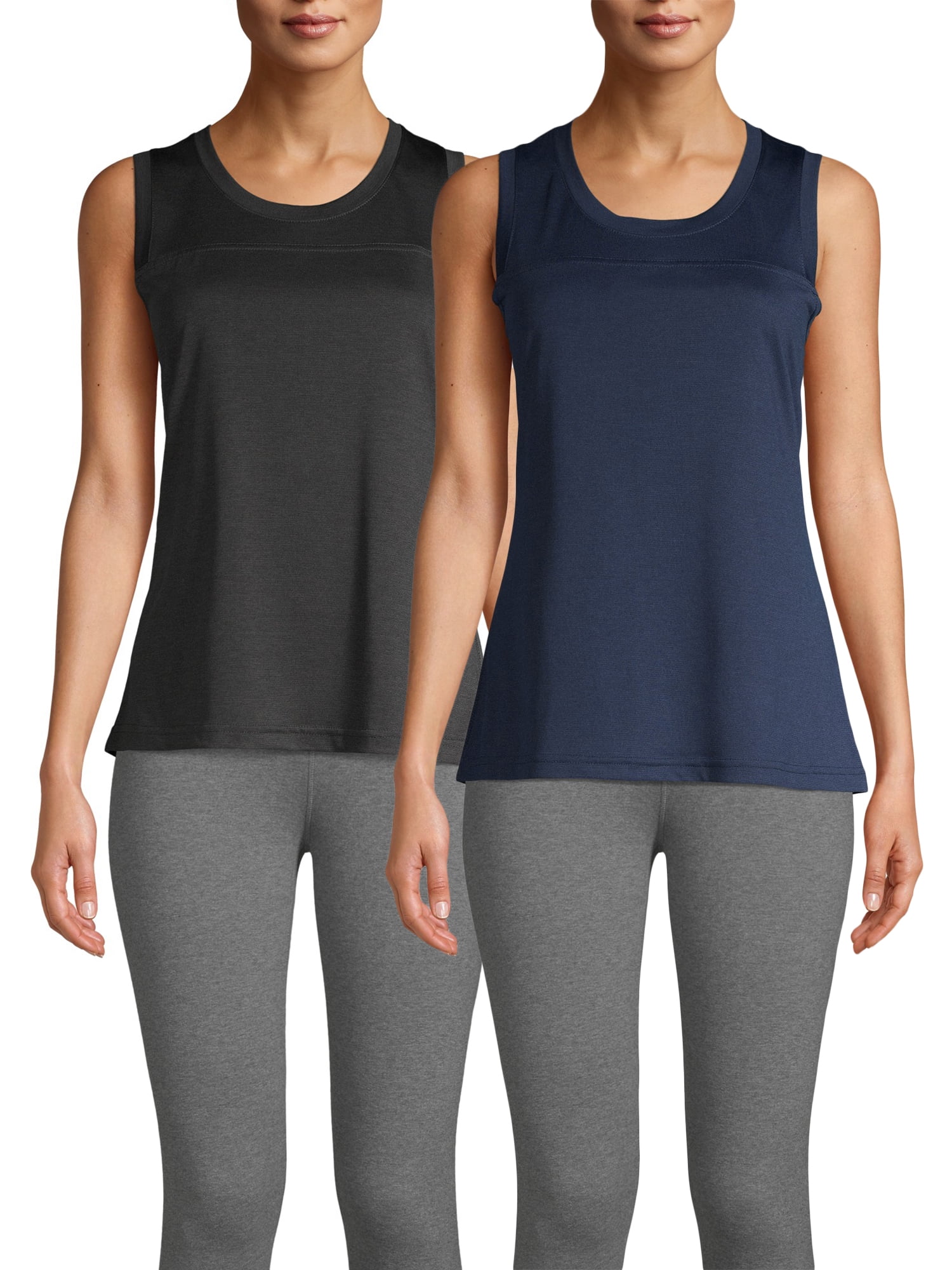 Athletic Works Women's Athleisure Heathered Yoke Tank (2-Pack ...