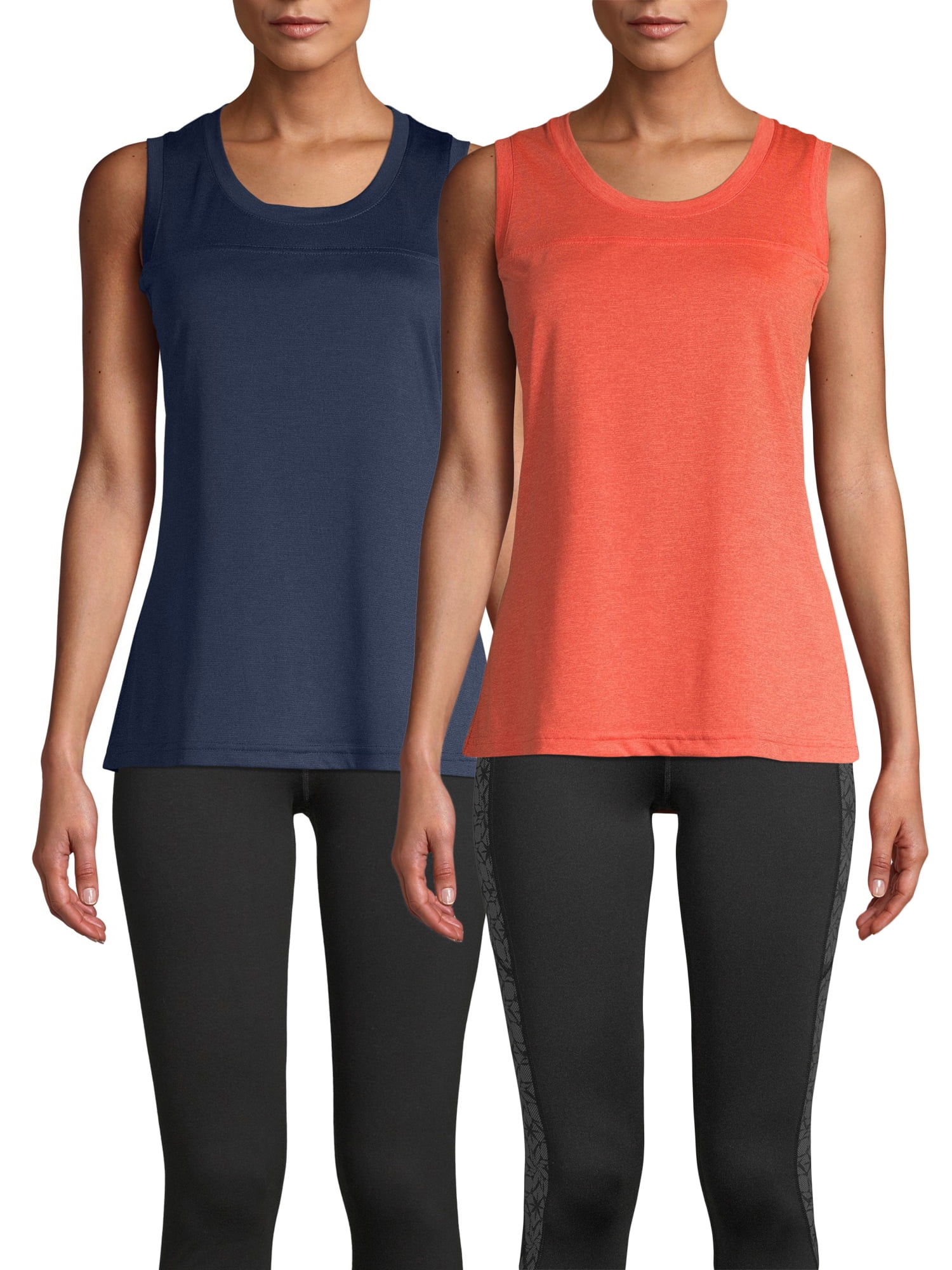 Athletic Works Women's Athleisure Heathered Yoke Tank (2-Pack ...