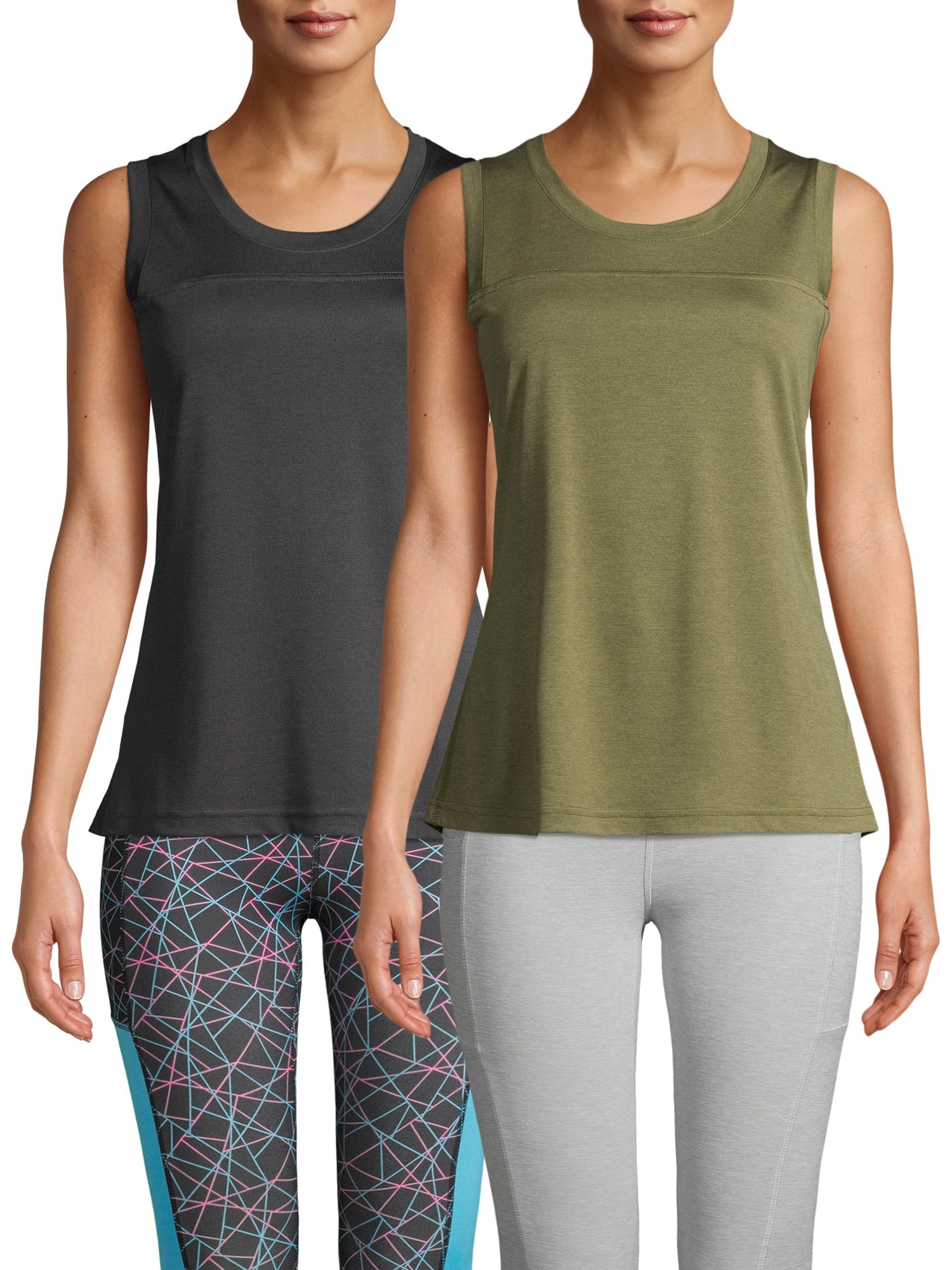 Athletic Works Women's Athleisure Heathered Yoke Tank (2-Pack ...