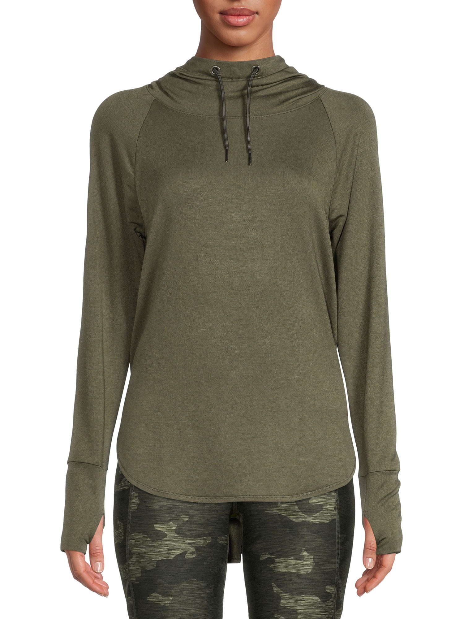 Athletic Works Women's Athleisure Mock Neck Hoodie - Walmart.com