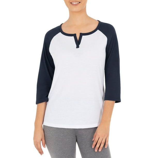 Athletic Works Women's Athleisure Split Neck Baseball T-shirt - Walmart.com