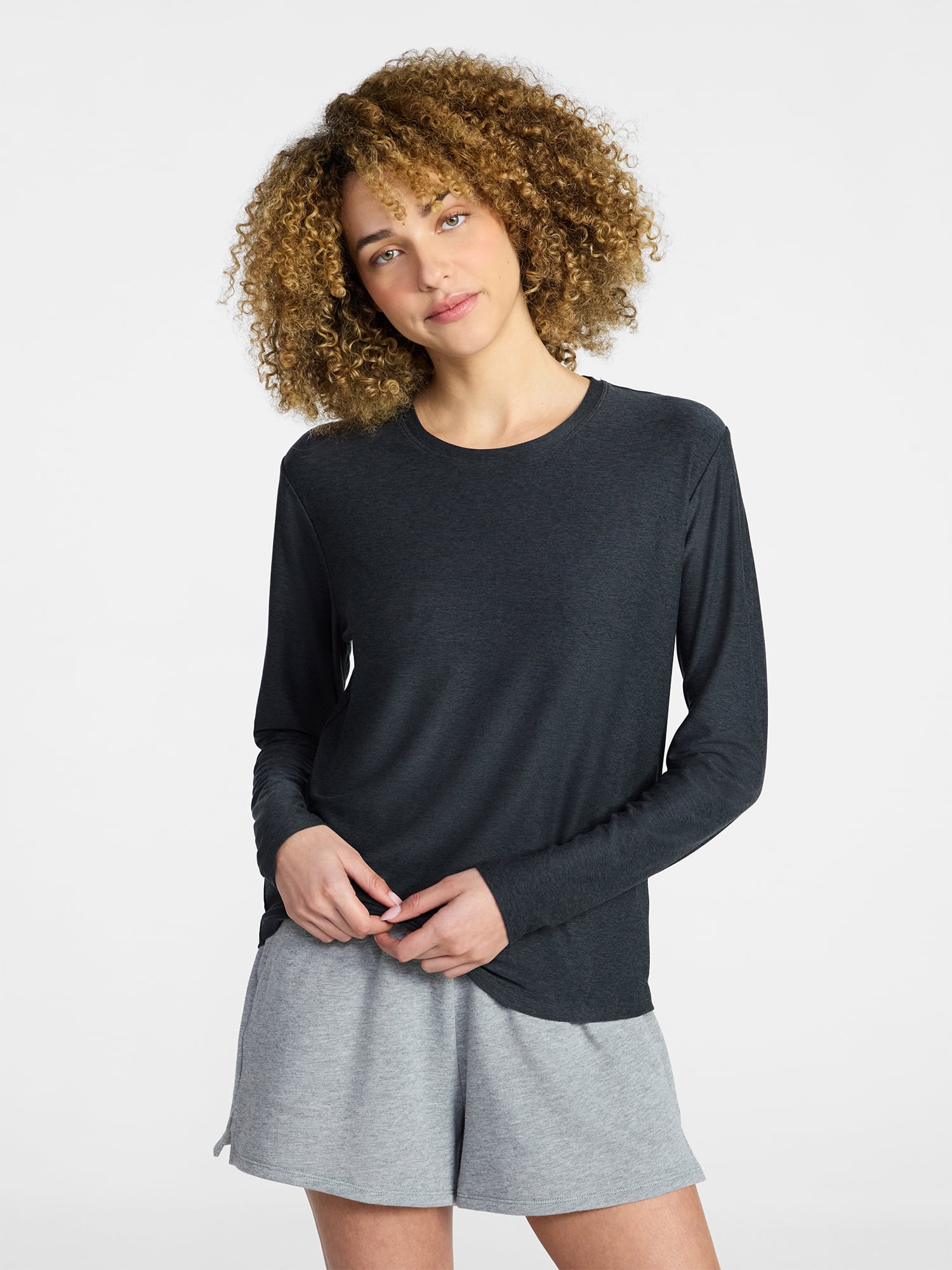 Athletic Works Women's ButterCore Tee with Long Sleeves, Sizes XS-XXXL ...