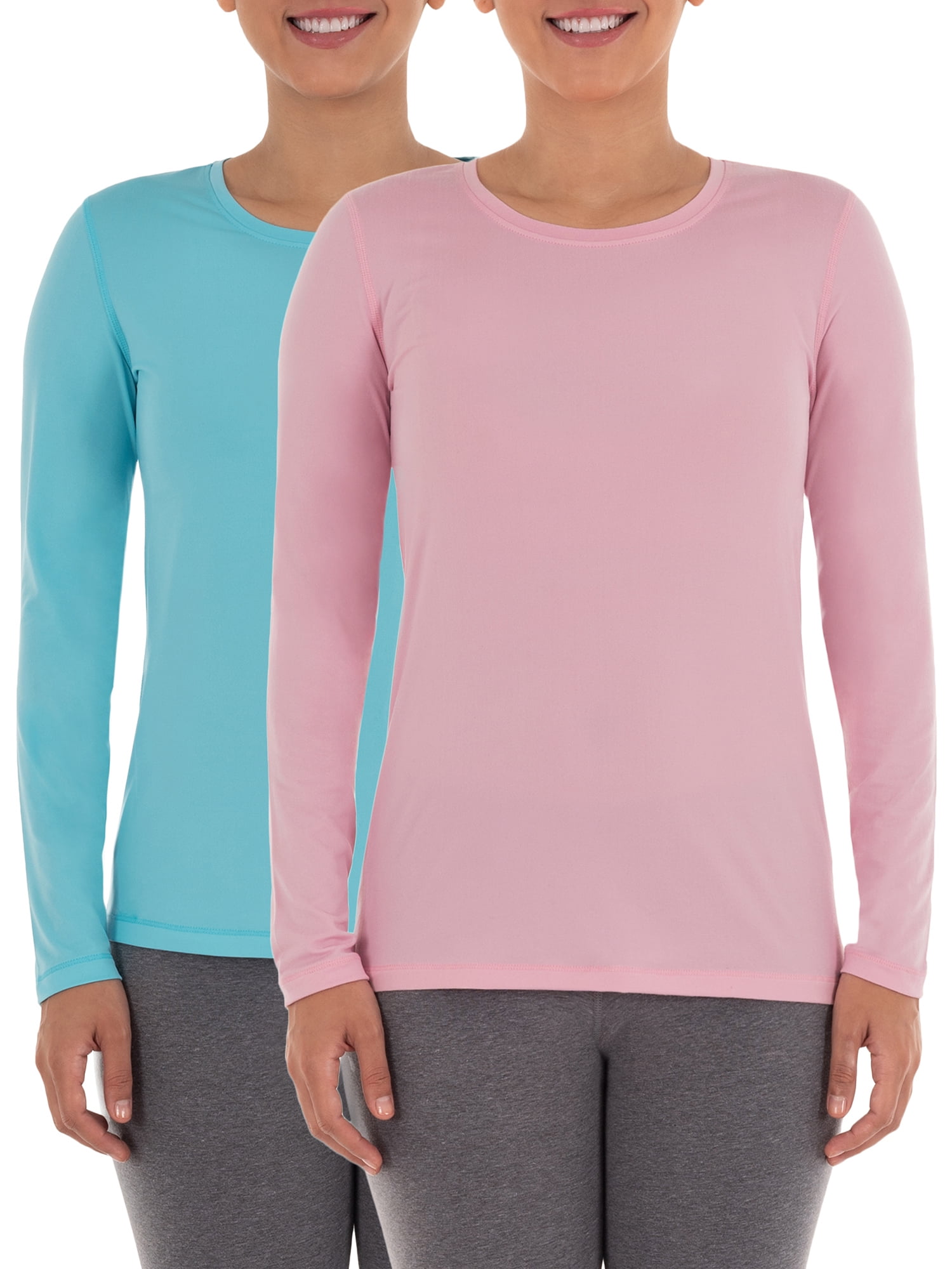 Athletic Works Women's Active Long Sleeve T-Shirt 2-Pack, Moisture ...