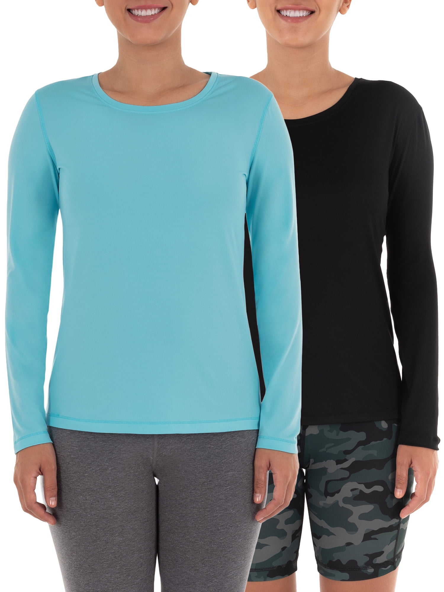 Athletic Works Women's Core Active Long Sleeve T-Shirt, 2-Pack ...