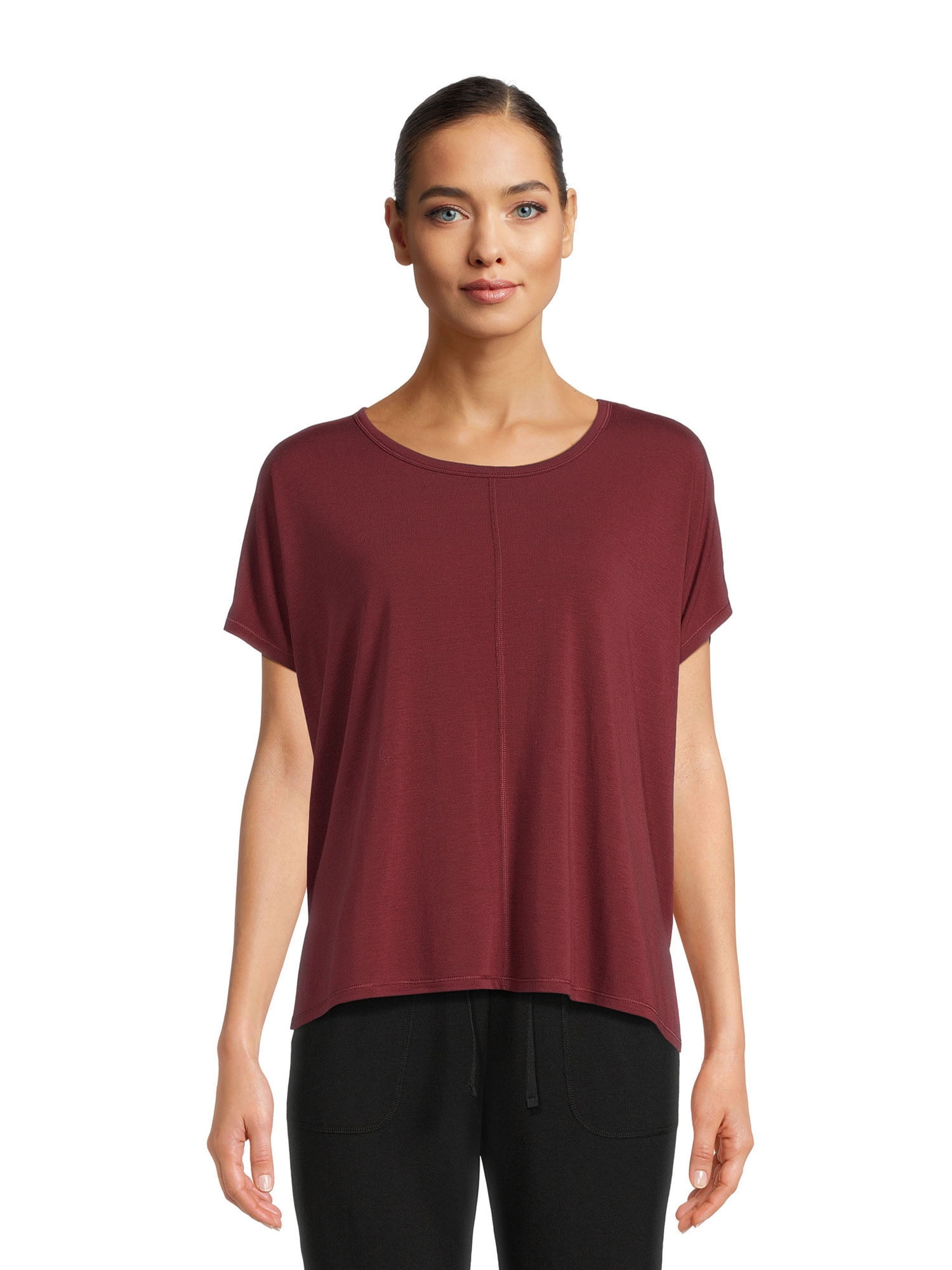 Athletic Works Women’s Dri More Dolman Sleeve Tee with Side Slit, Sizes ...