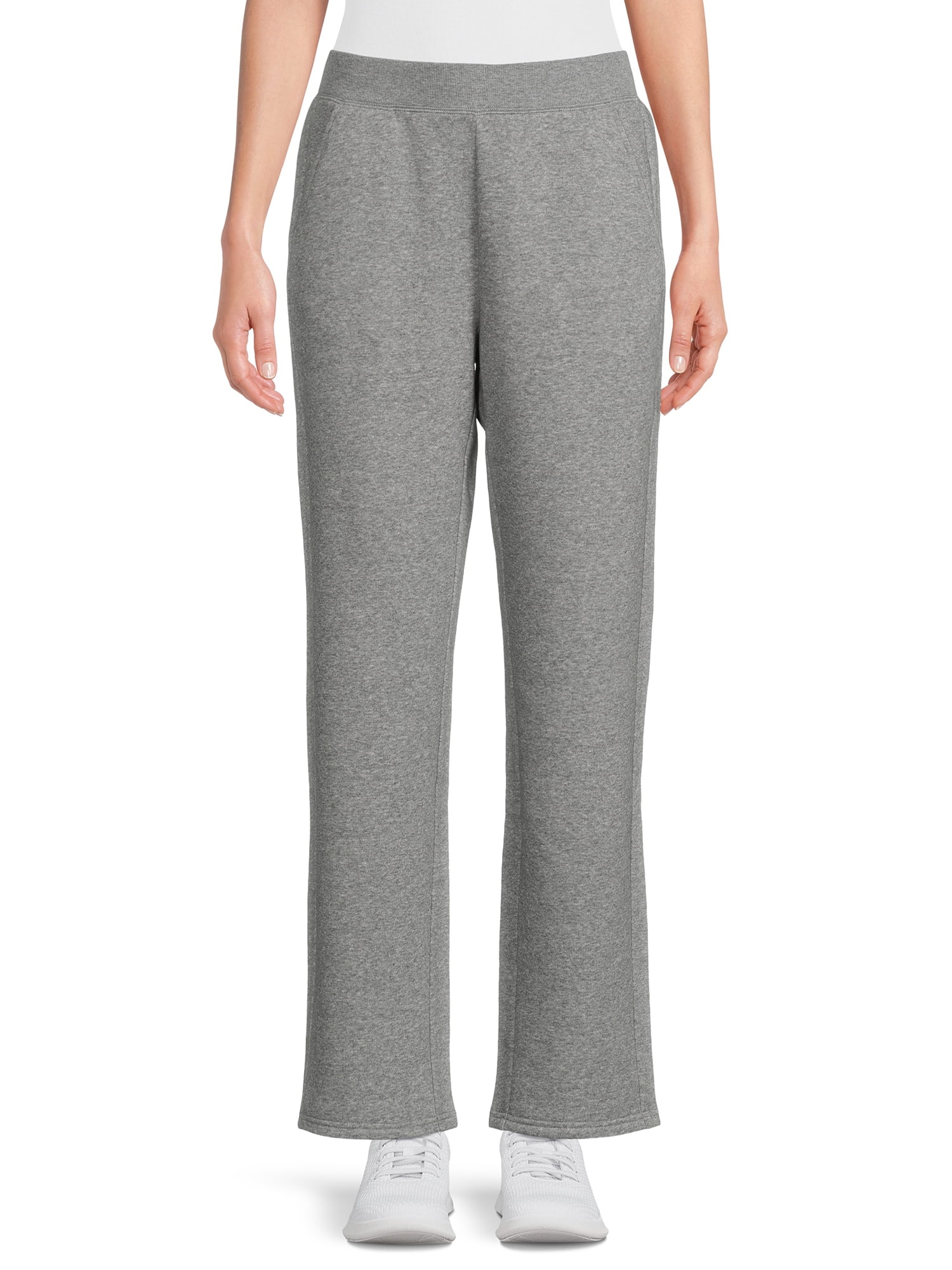 Athletic Works Women's Fleece Pants Medium Grey Heather Cotton Linen ...