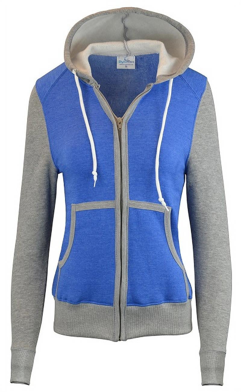 Women Two Color Lightweight Block Pocket Zip Up Hoodie Jacket - Walmart.com
