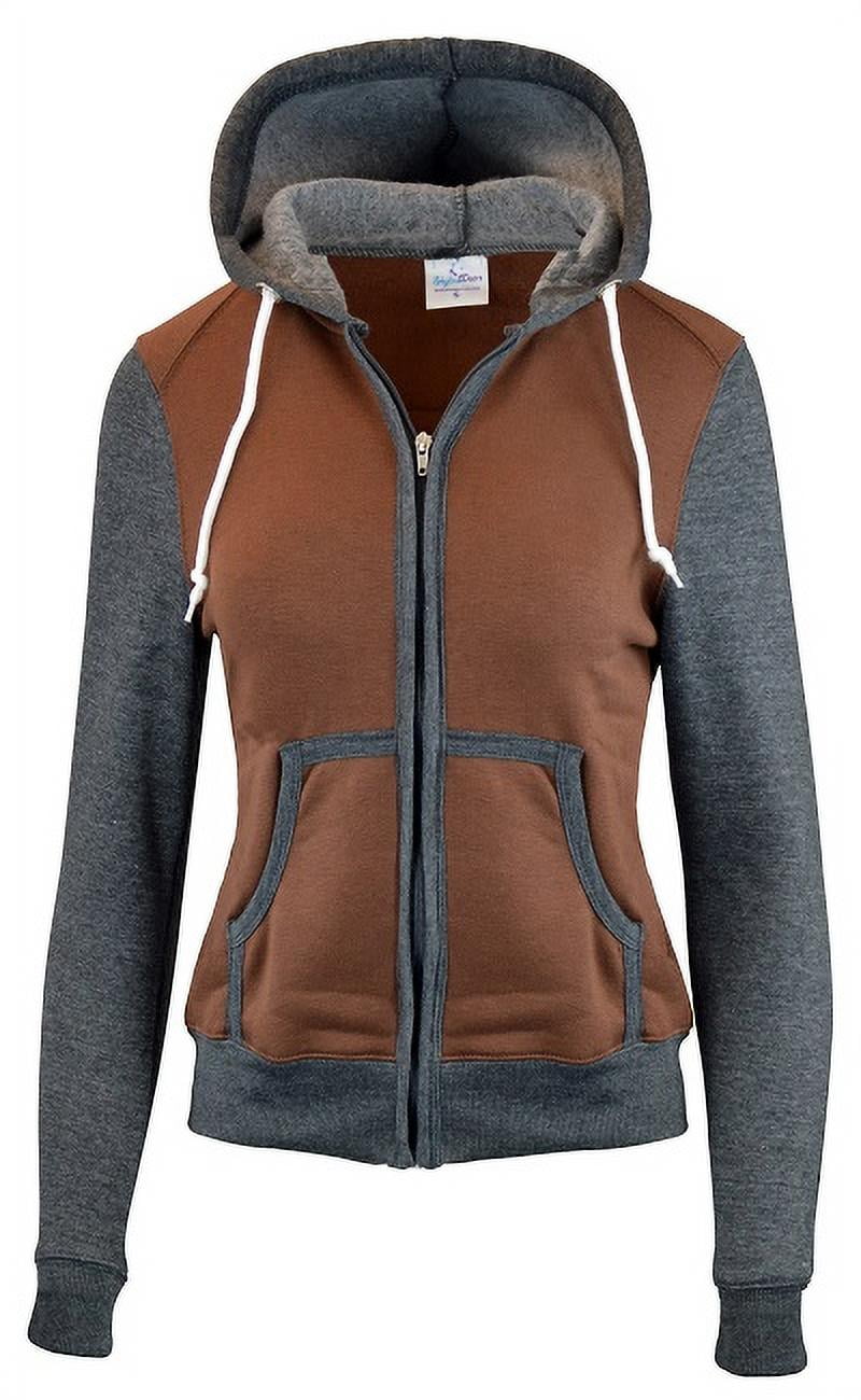 Women Two Color Lightweight Block Pocket Zip Up Hoodie Jacket - Walmart.com