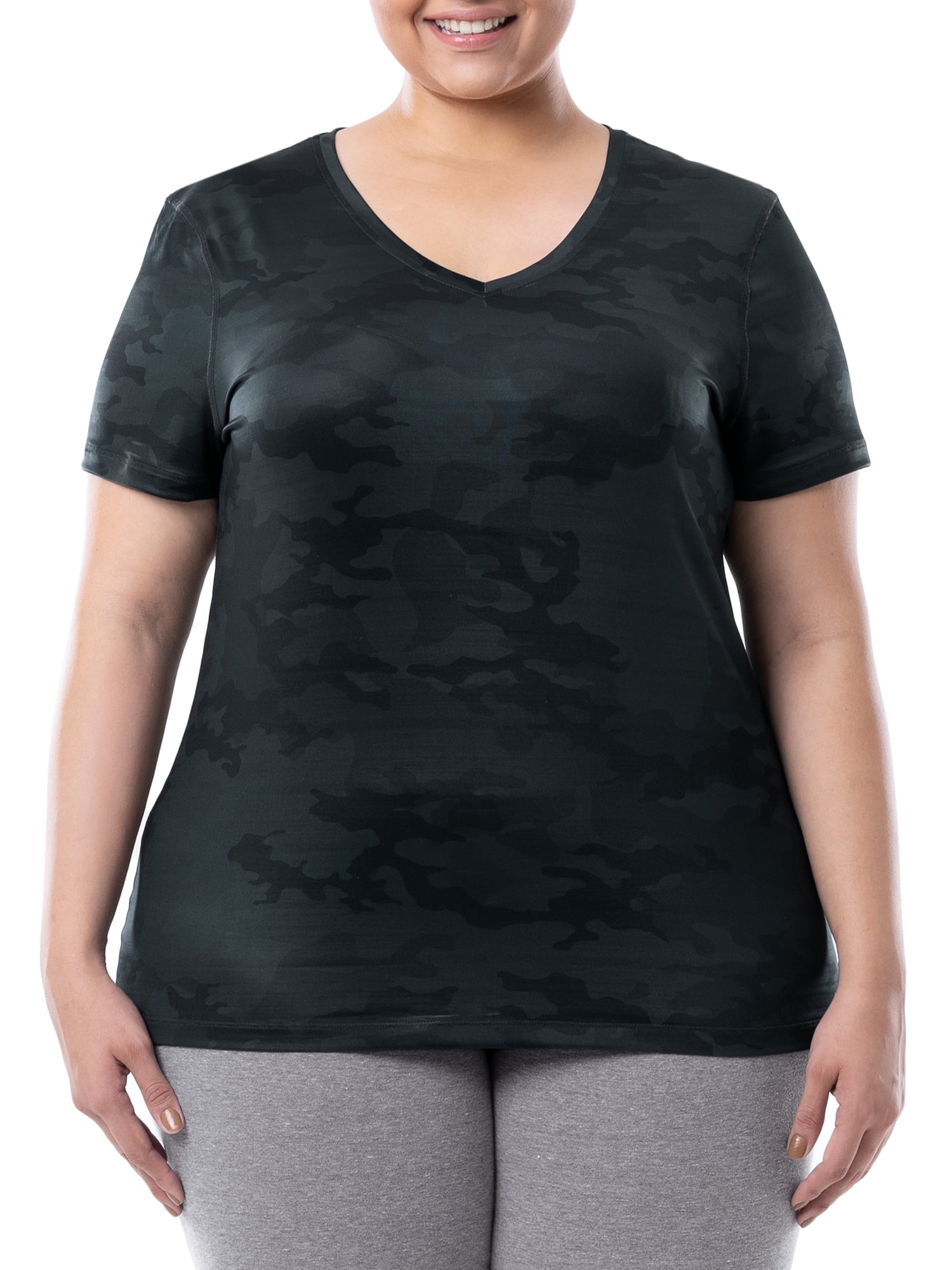 Athletic Works Women's Plus Core Active Short Sleeve V-Neck T-Shirt ...