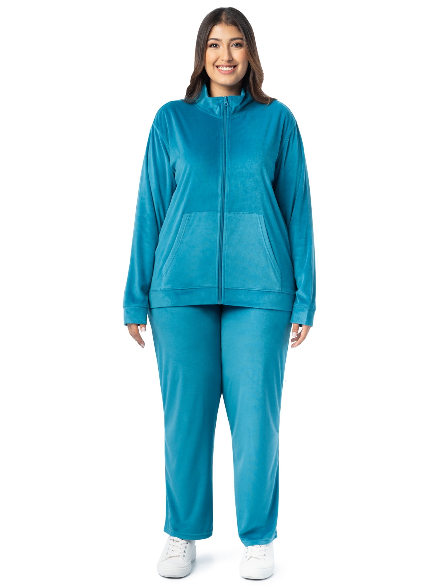 Athletic Works Women's Plus Velour Tracksuit 1X-4X Soft Comfort ...