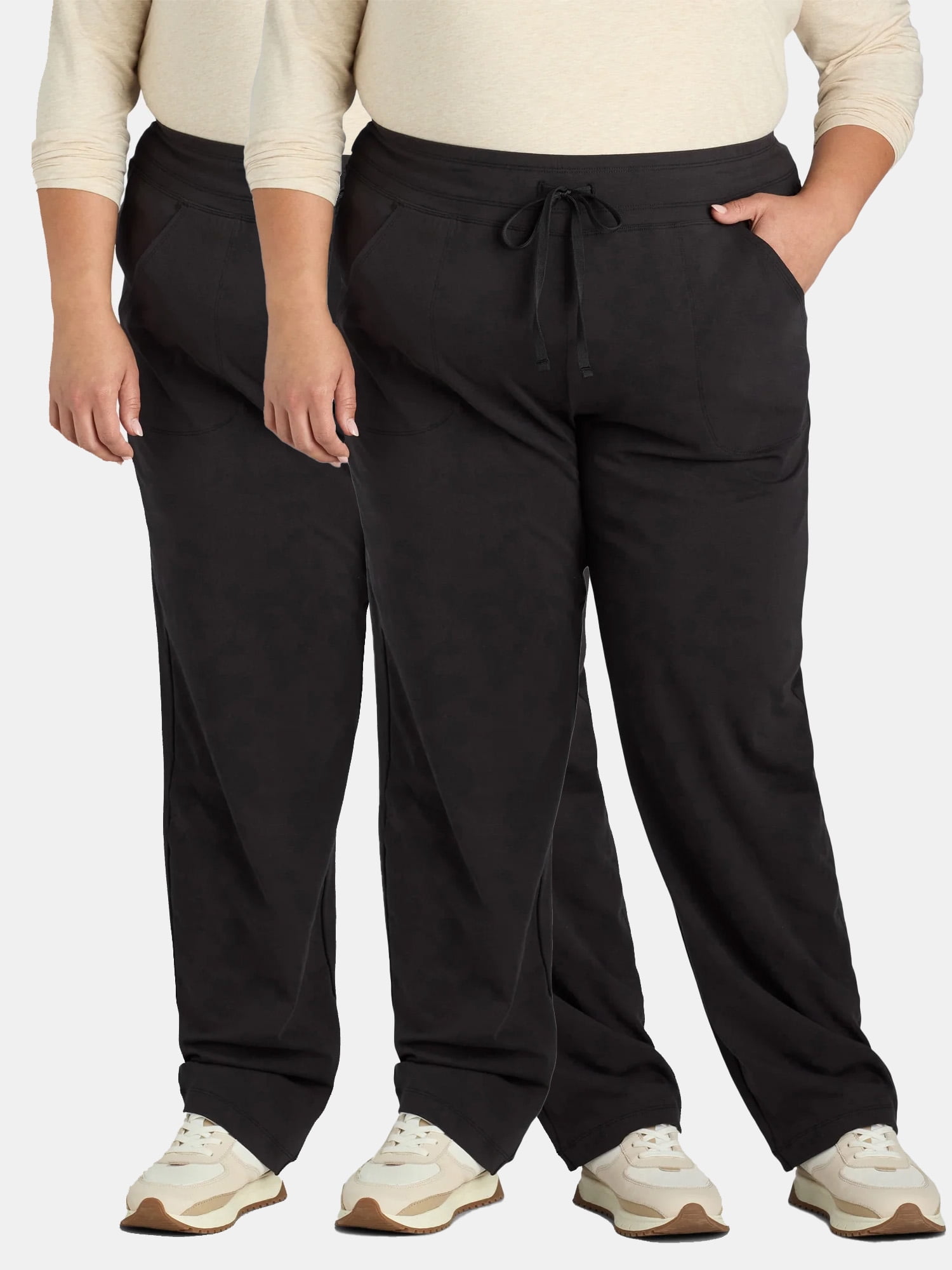 Athletic Works Women's Plus Knit Pants 2-Pack, Sizes 1X-4X, Jersey ...