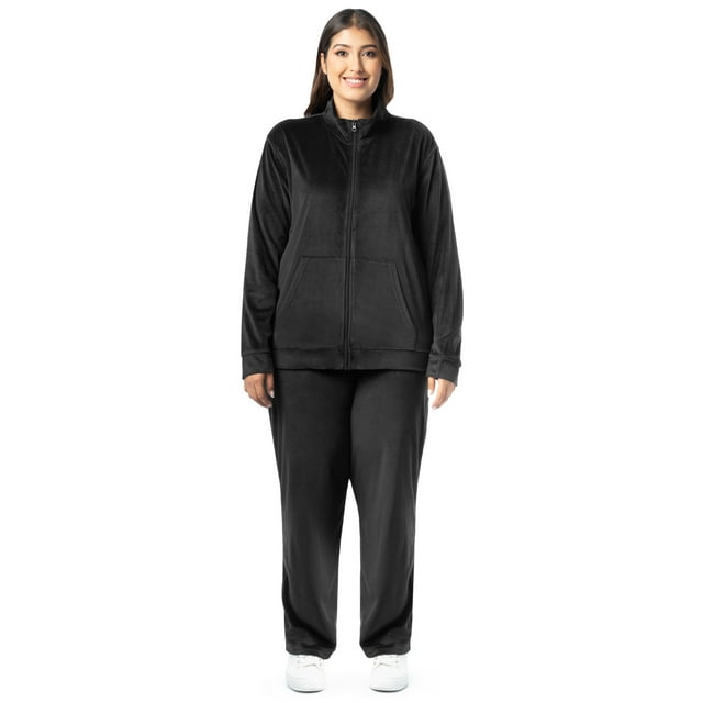 Athletic Works Plus Size Velour Tracksuit Set, 2-Piece, Sizes 1X-4X ...