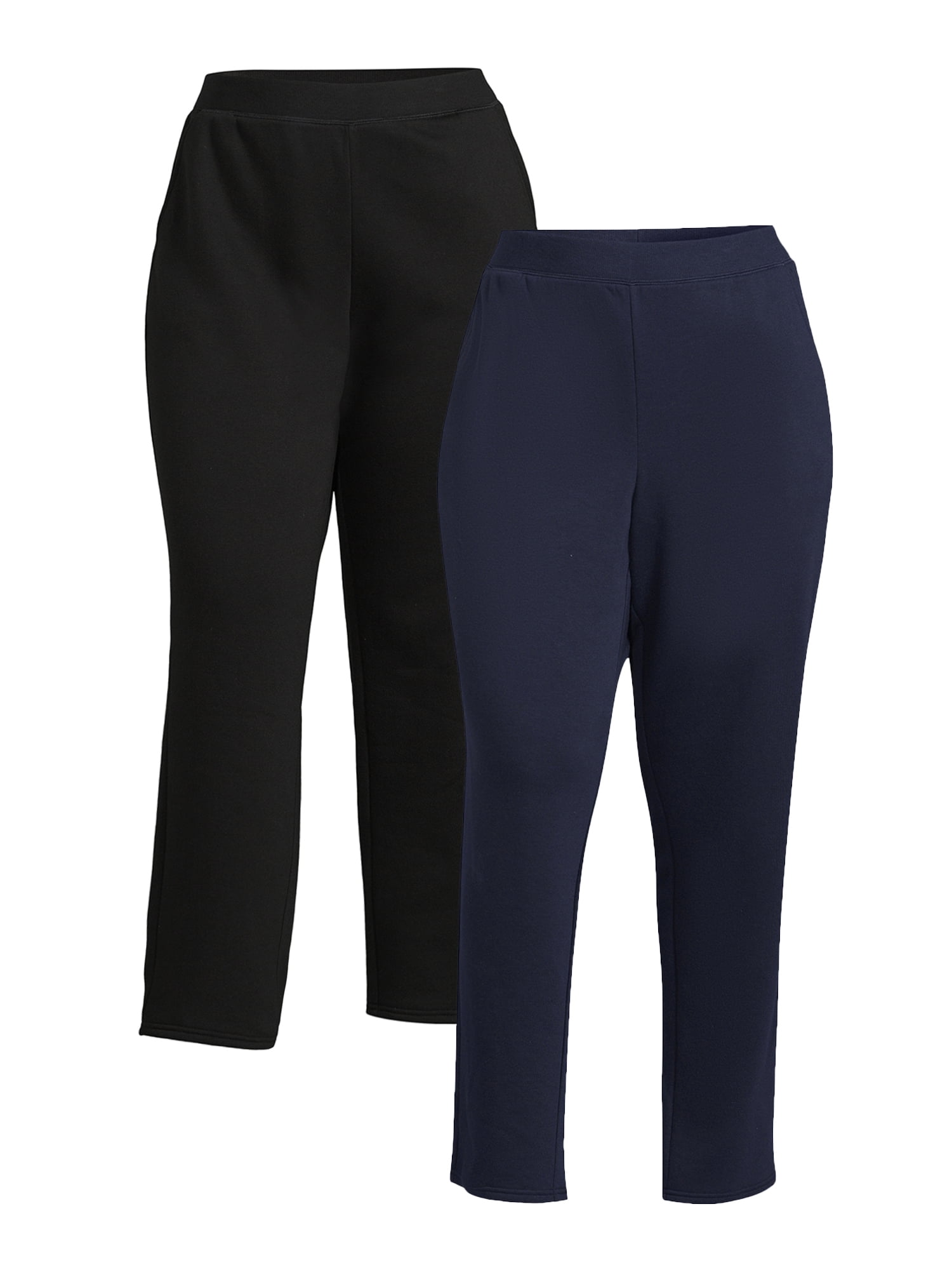 Athletic Works Women's Plus Size Open Bottom Fleece Pants, 2-Pack ...