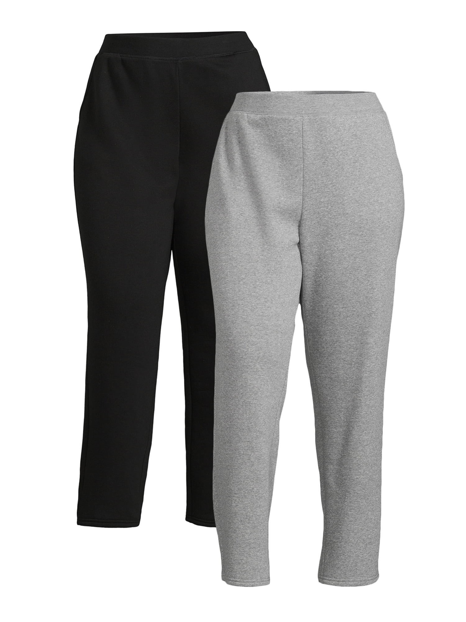 Athletic Works Women's Plus Size Fleece Pants 2-Pack, Relaxed Fit ...
