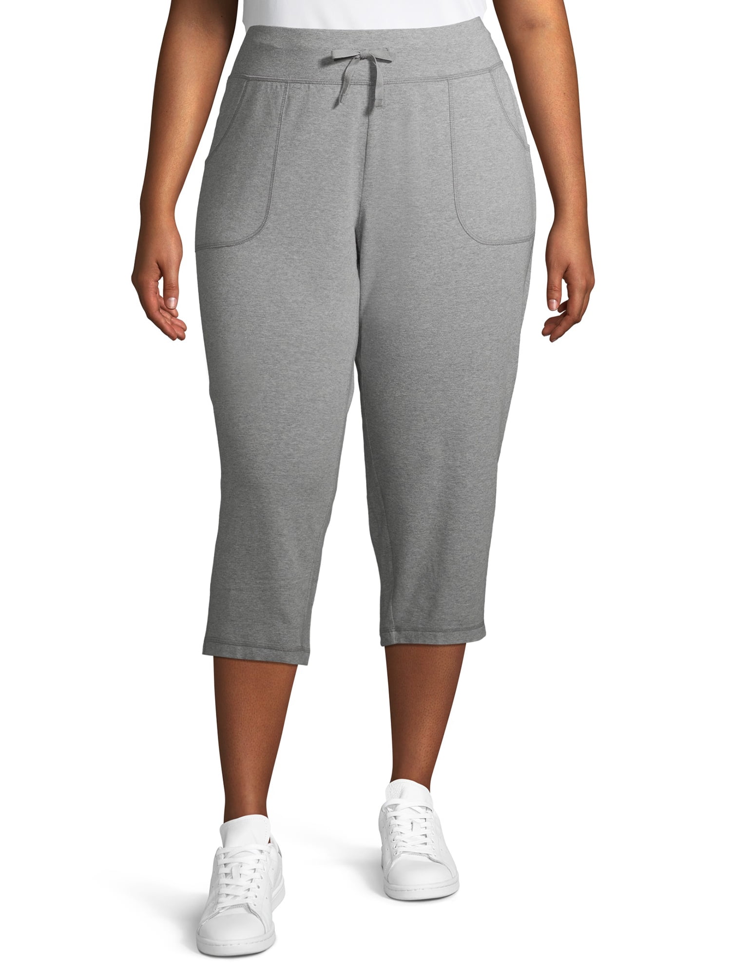 Athletic Works Women's Plus Size Pull-On Core Knit Mid Rise Capris - Walmart.com