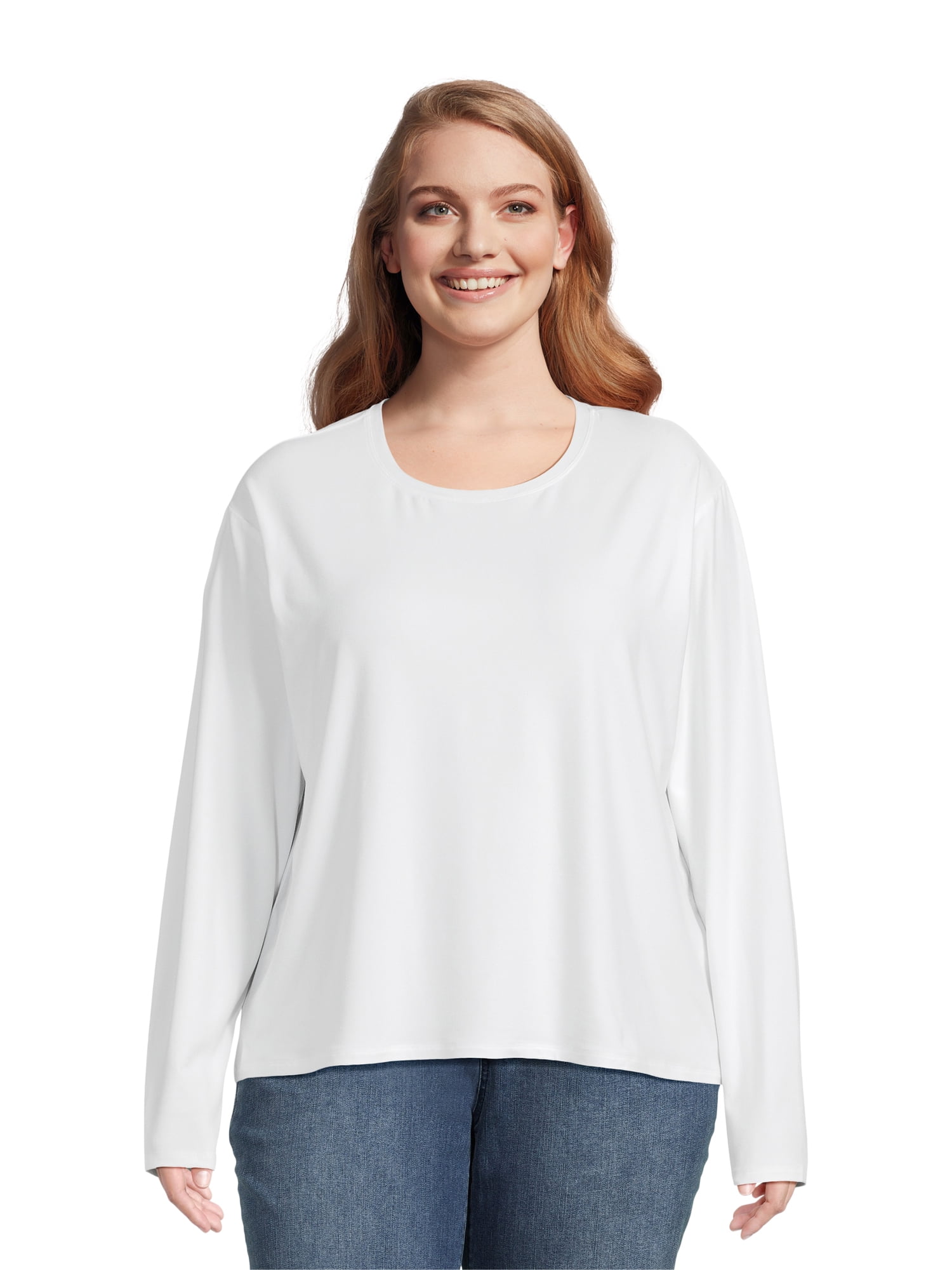 Athletic Works Women's and Women's Plus ButterCore Soft Tee with Long ...