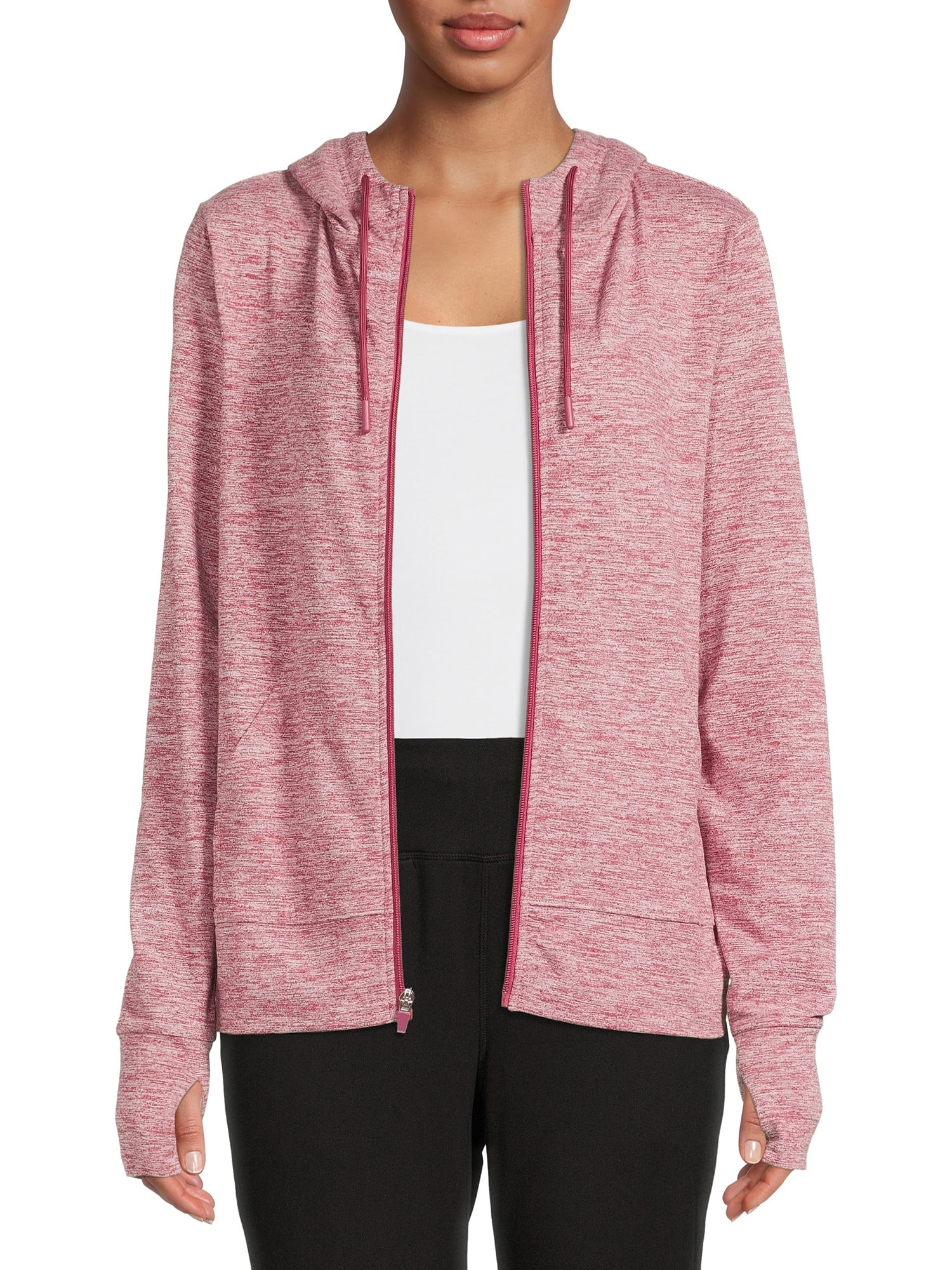 Athletic Works Women's Super Soft Lightweight Zip Up Hoodie Jacket ...