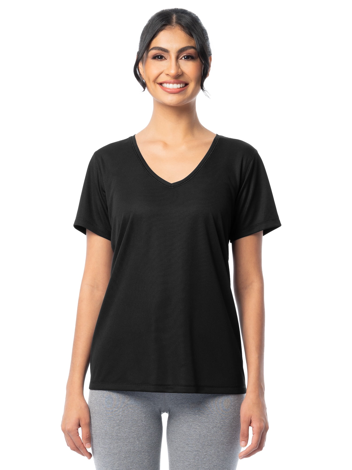 Athletic Works Women's Core Active V-Neck T-Shirt Short Sleeve Moisture ...